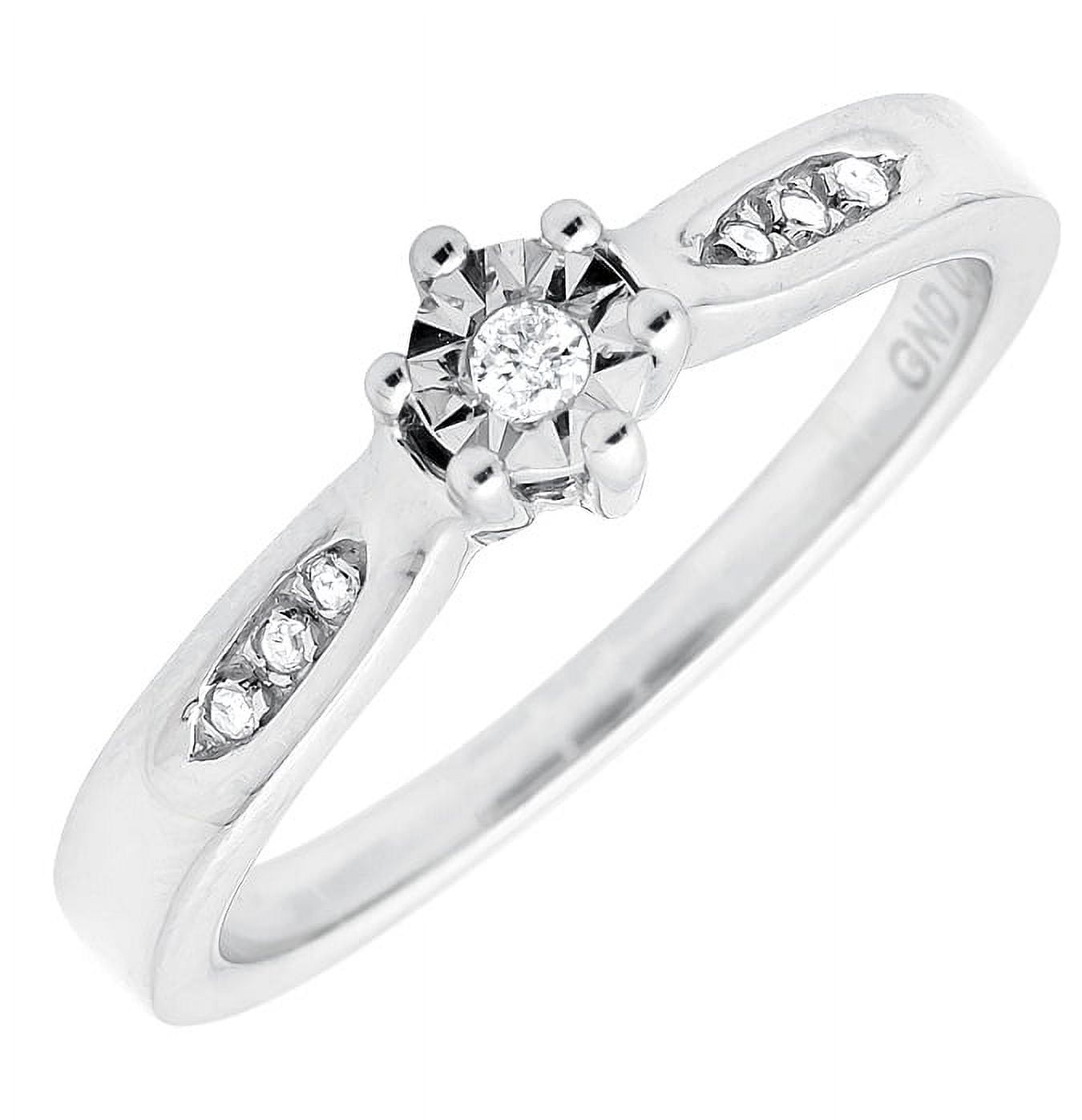White Gold Finish Round Miracle Set Diamond Engagement Ring 0.06ct ...