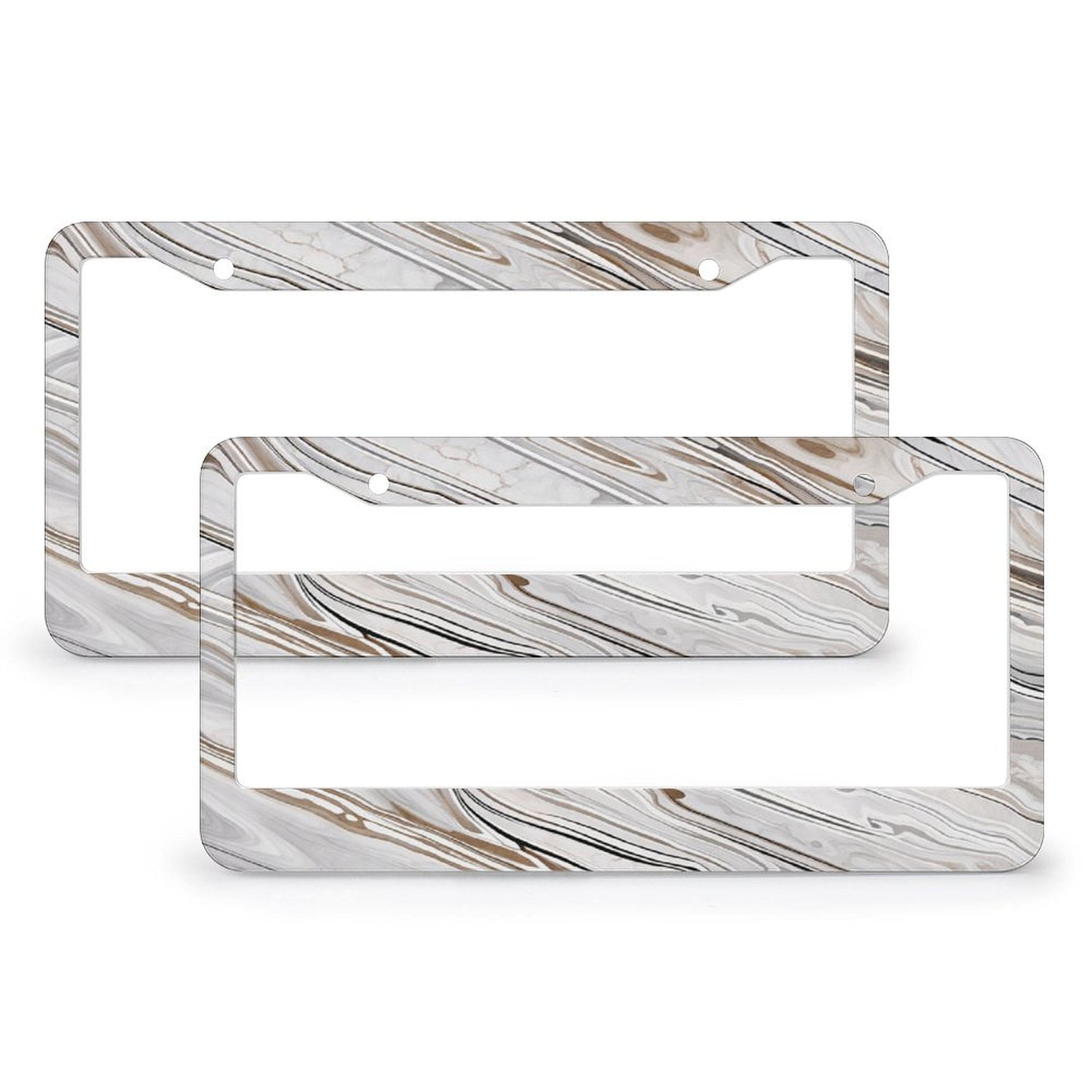 White Gold Marble License Plate Frame - 2 Pack License Plate Frames ...