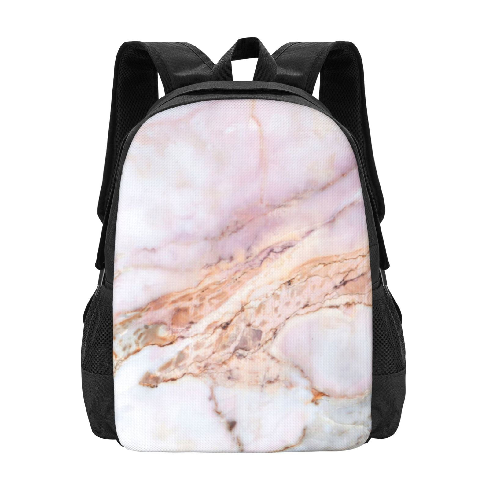 White Gold Marble Pad Pink Marble Classic Bookbag Student Backpack ...