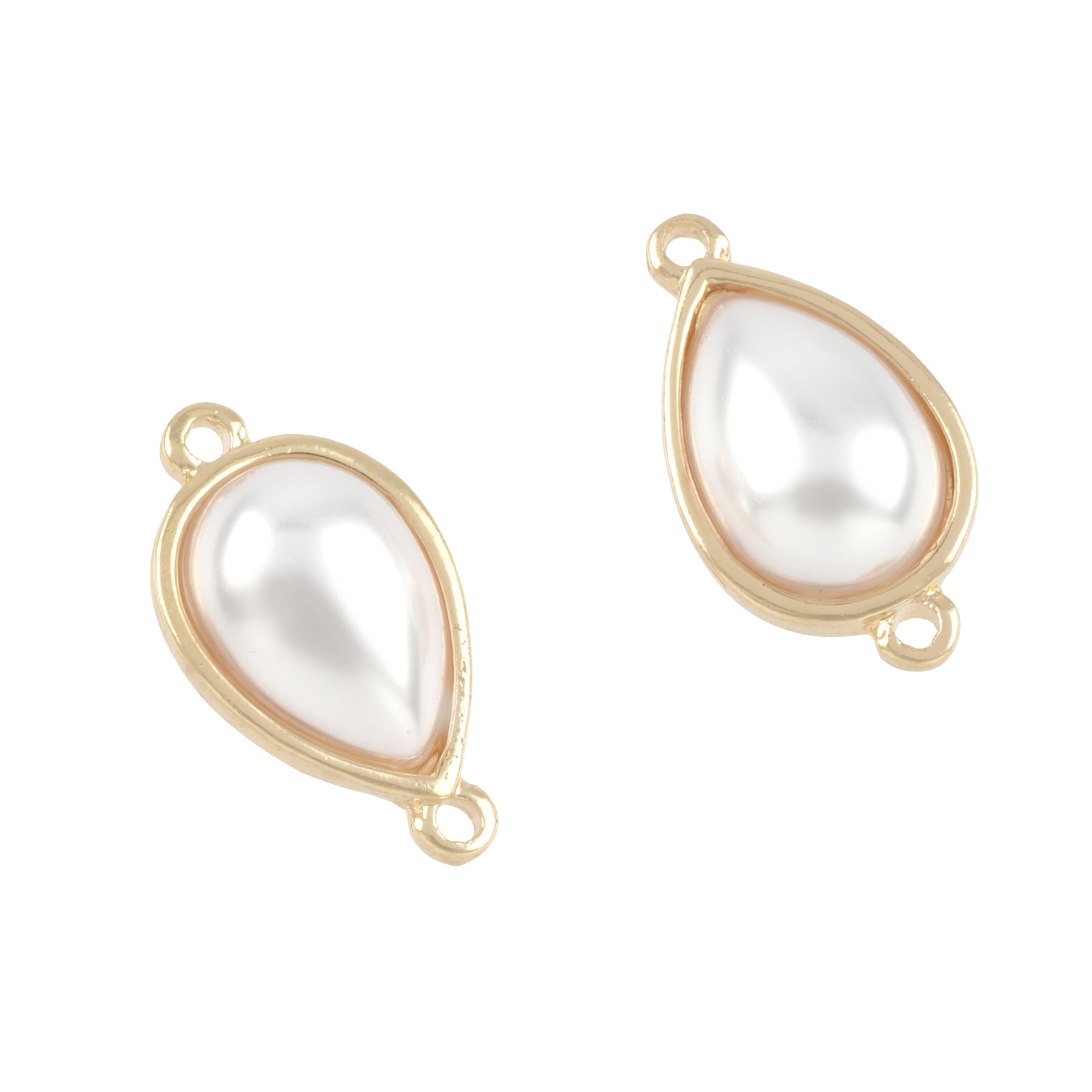 White & Gold Pearl Oval Connectors - 22mm by Bead Landing 3pc - Walmart.com