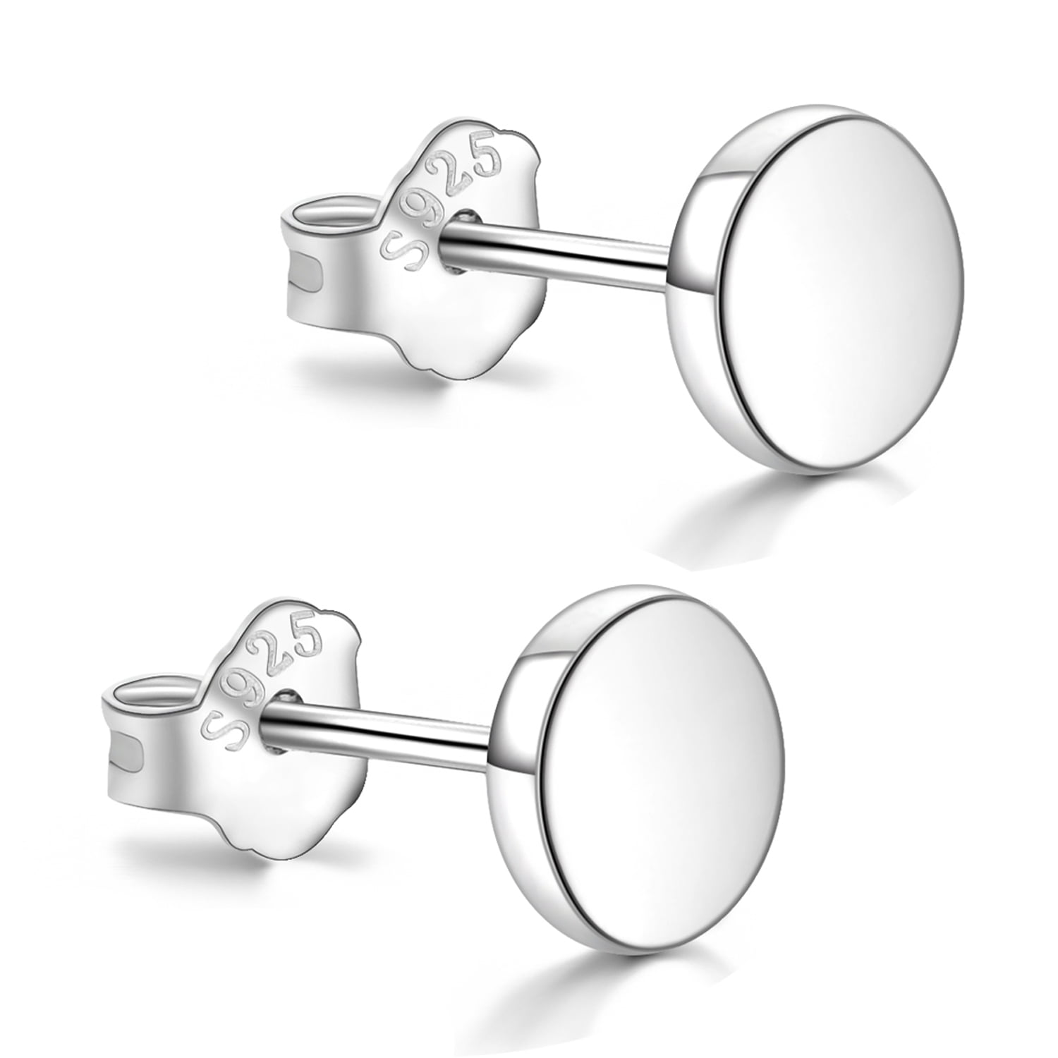 White Gold Plated Sterling Silver Dot Stud Earrings 3mm, Flat Round Disc Studs Hypoallergenic ...