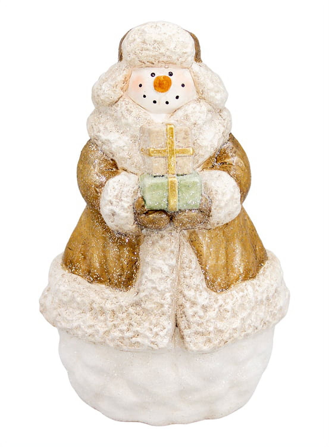 White & Gold Present Resin Snowman Figure - Walmart.com