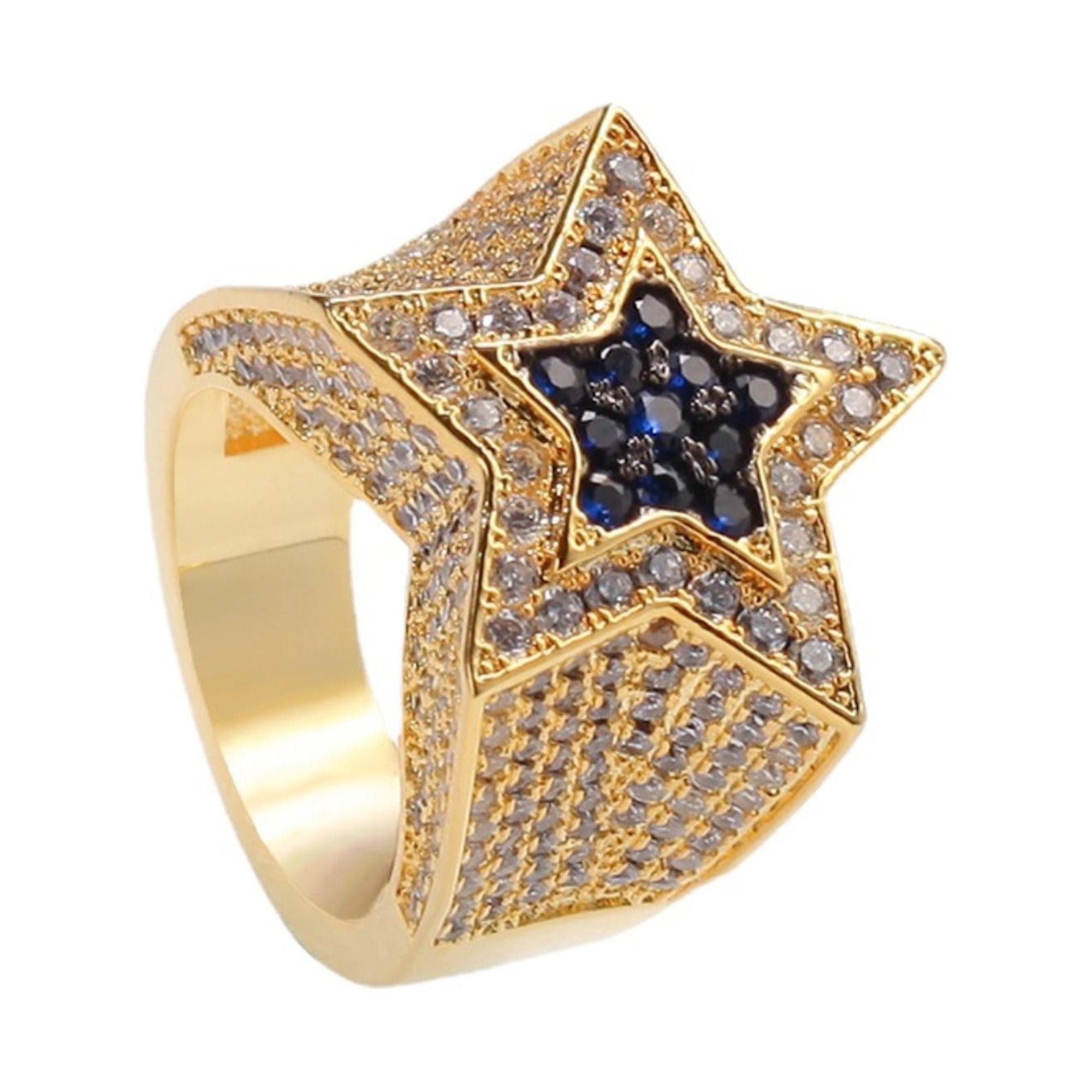 White/Gold Rings for Men Luxury Shiny Star Rings Iced out Hip Hop Cubic Zirconia Men Rings ...