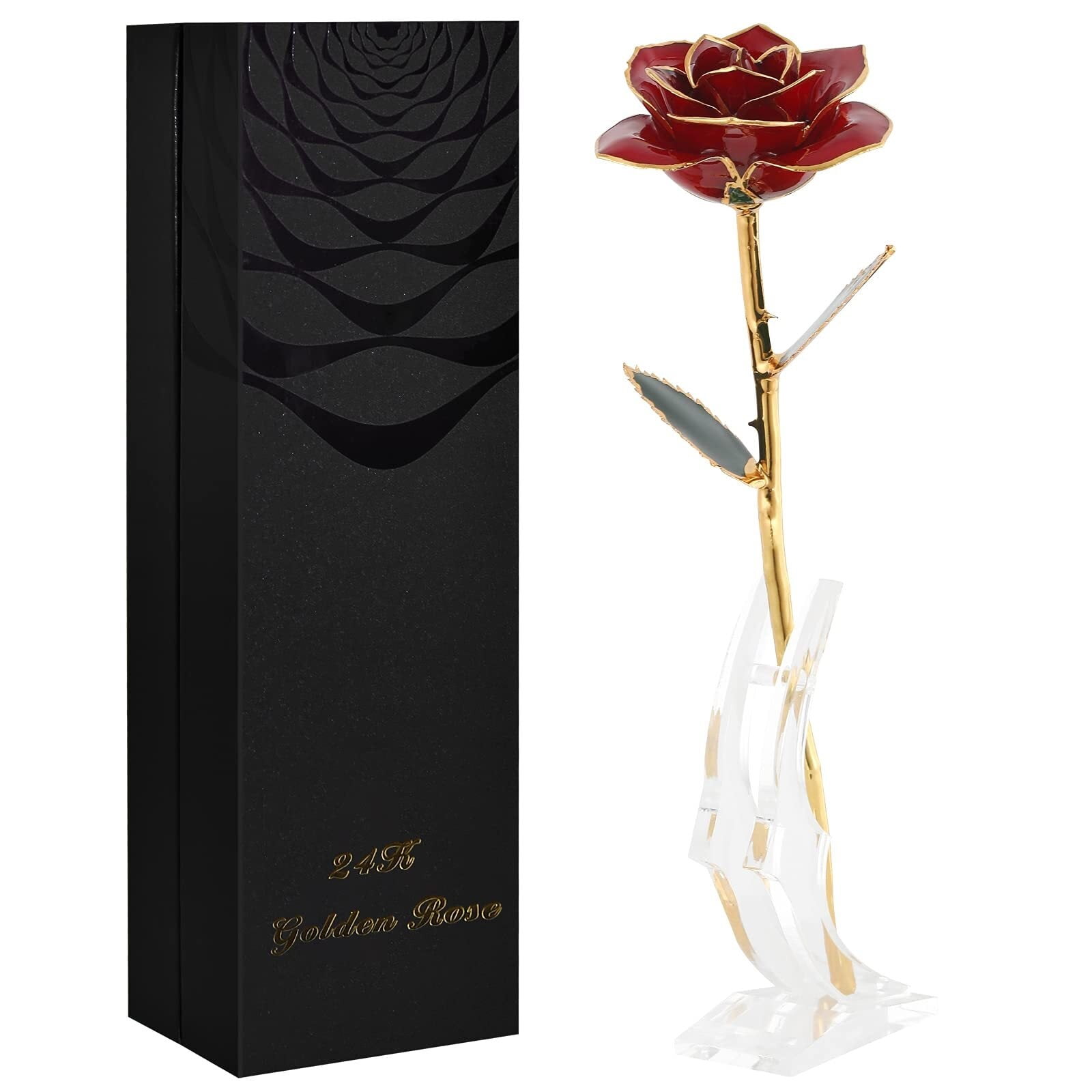 White Gold Rose Gifts for Women Wife,24k Gold Dipped Real Rose Lasted ...