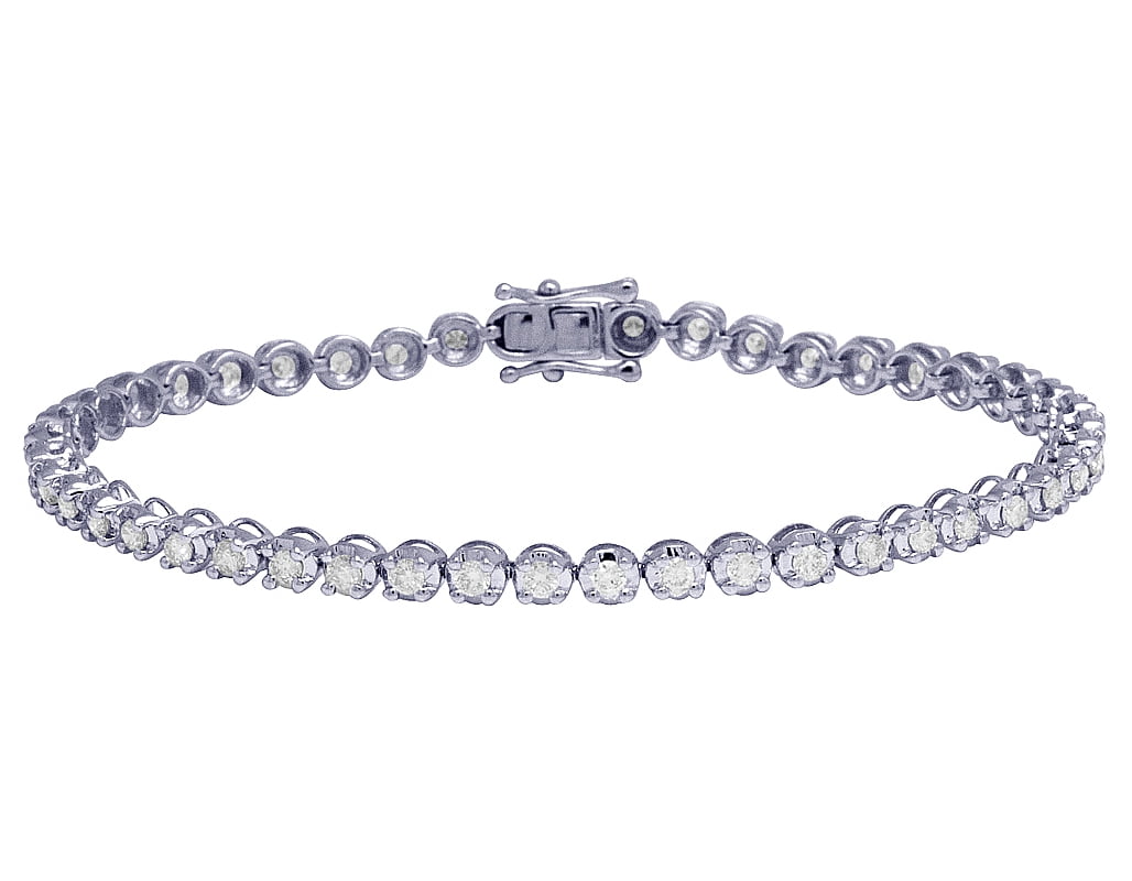 White Gold Tennis Toni Set Diamond Bracelet 7" 1.90 Ct - Walmart.com