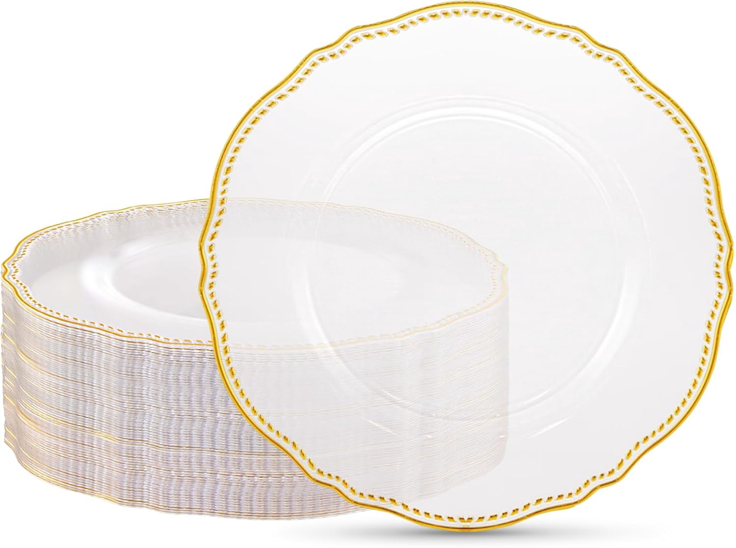 White & Gold Trim - Disposable Dinner Plates Perfect for Wedding ...