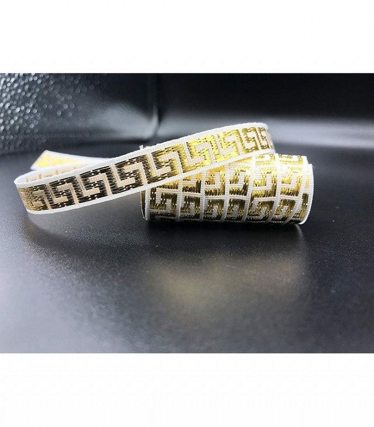 White/Gold Woven 7/16" Greek Key Ribbon-15 YARDS - Walmart.com
