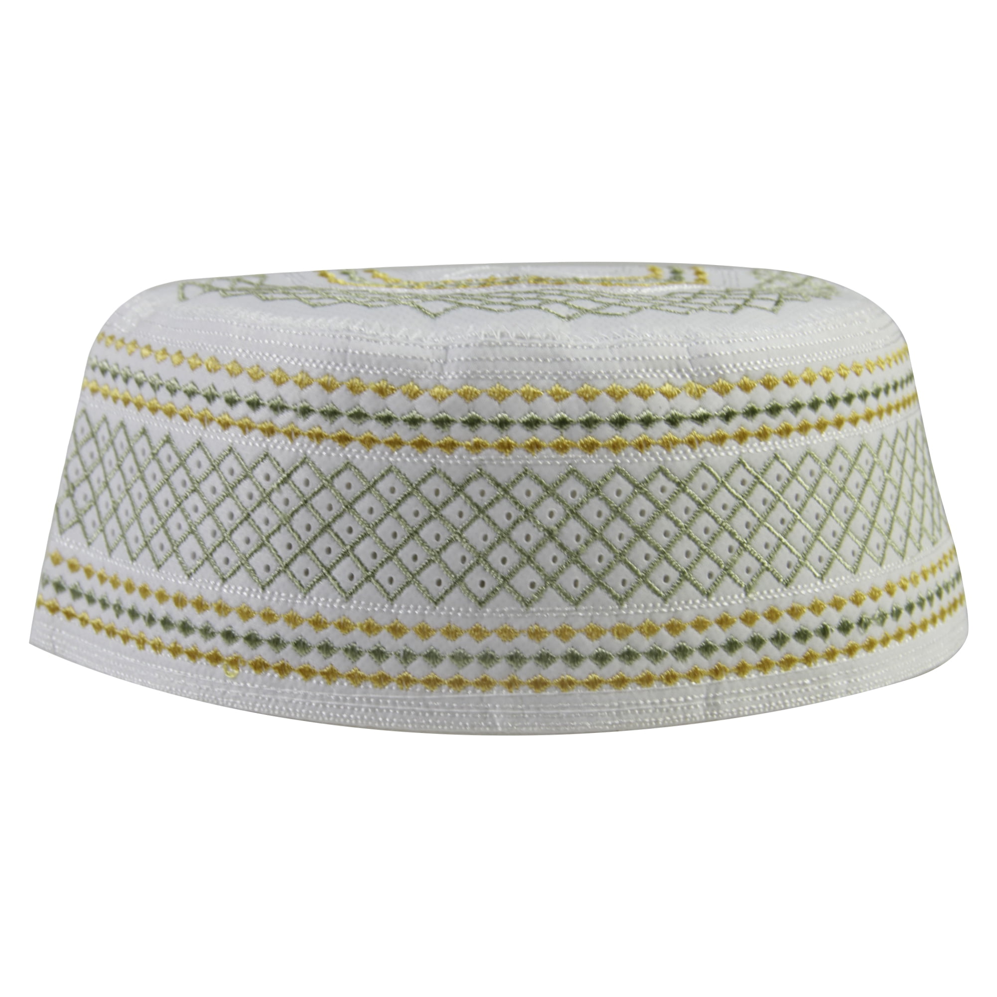 White Gold and Savannah Diamond Stitch Men's Hard Kufi Hat Coofie Crown ...