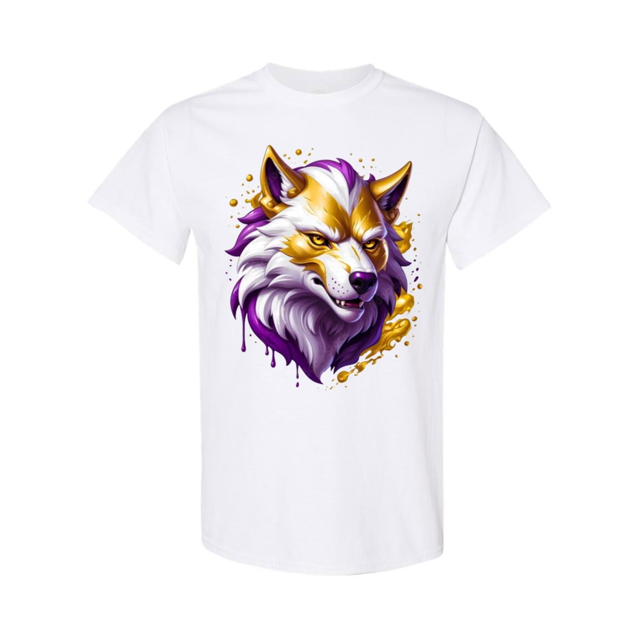 White Golden And Purple Wolf Head Illustration - Walmart.com