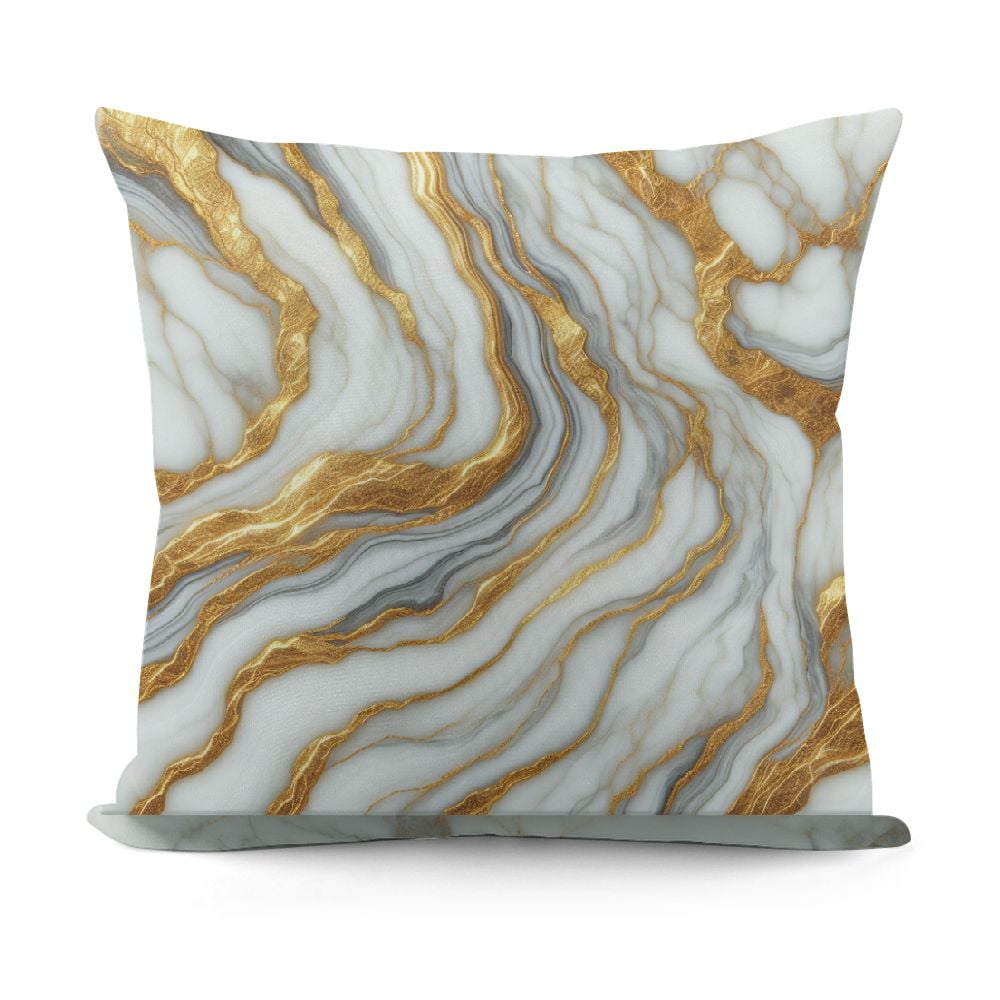 White Golden Marble Texture Throw Pillow Covers Decorative Square ...