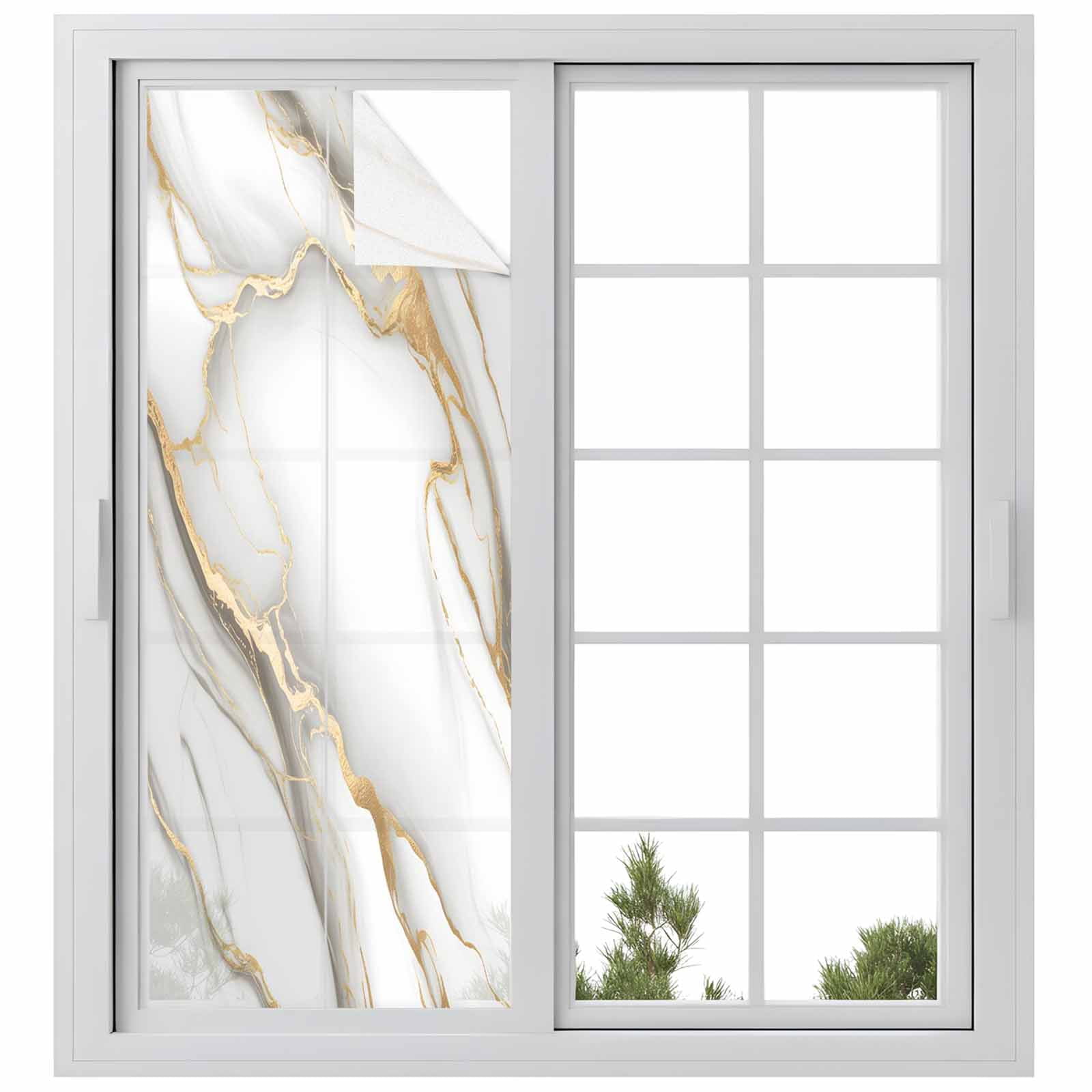 White Golden Marble Window Privacy Film, Modern Abstract Art Marble ...