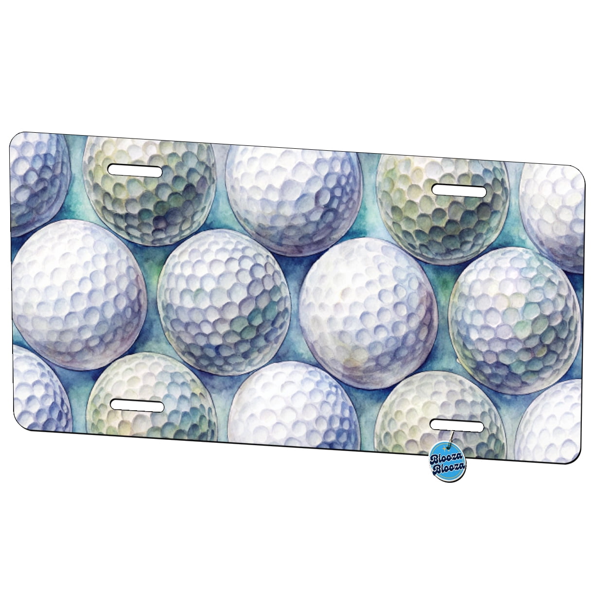White Golf Balls Watercolor Metal Novelty License Plate - Walmart.com
