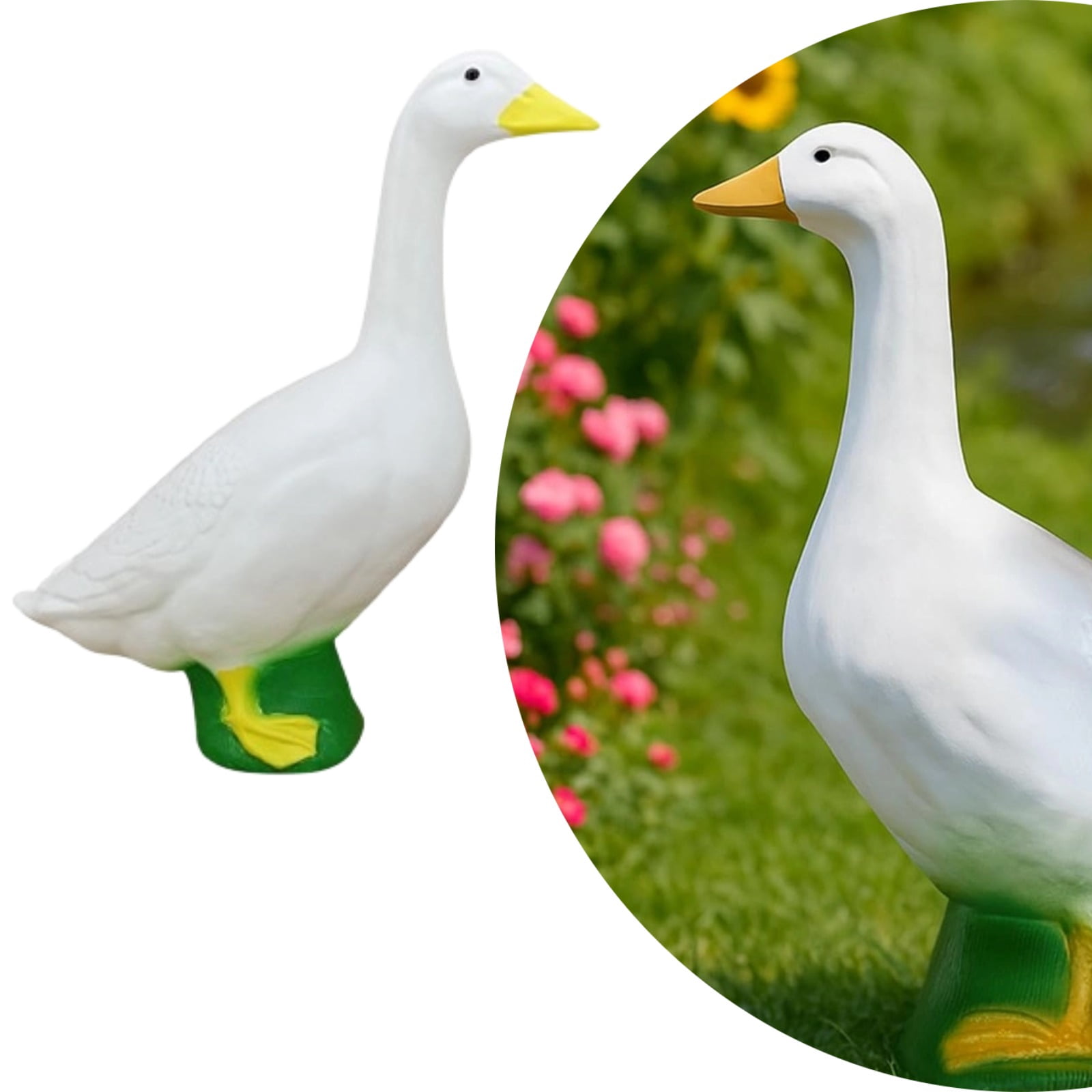 16.9" Large White Goose Statue - Weatherproof Resin Outdoor Garden ...