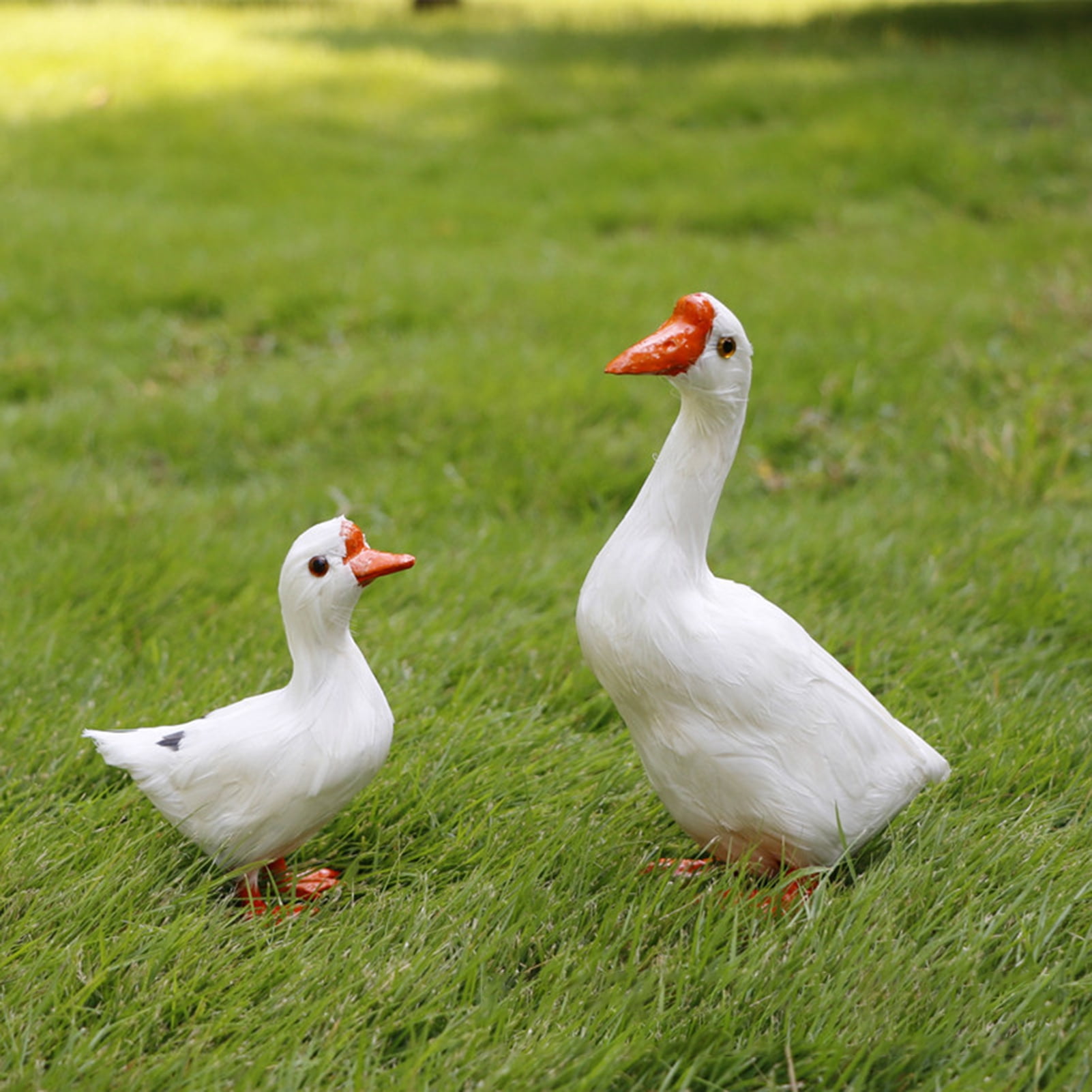 White Goose Statue with Feather Realistic Looking Lightweight ...