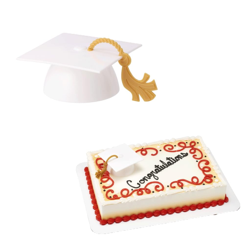White Grad Cap With Tassel Layon RST1 Mortarboard Graduation Hat CAKE ...
