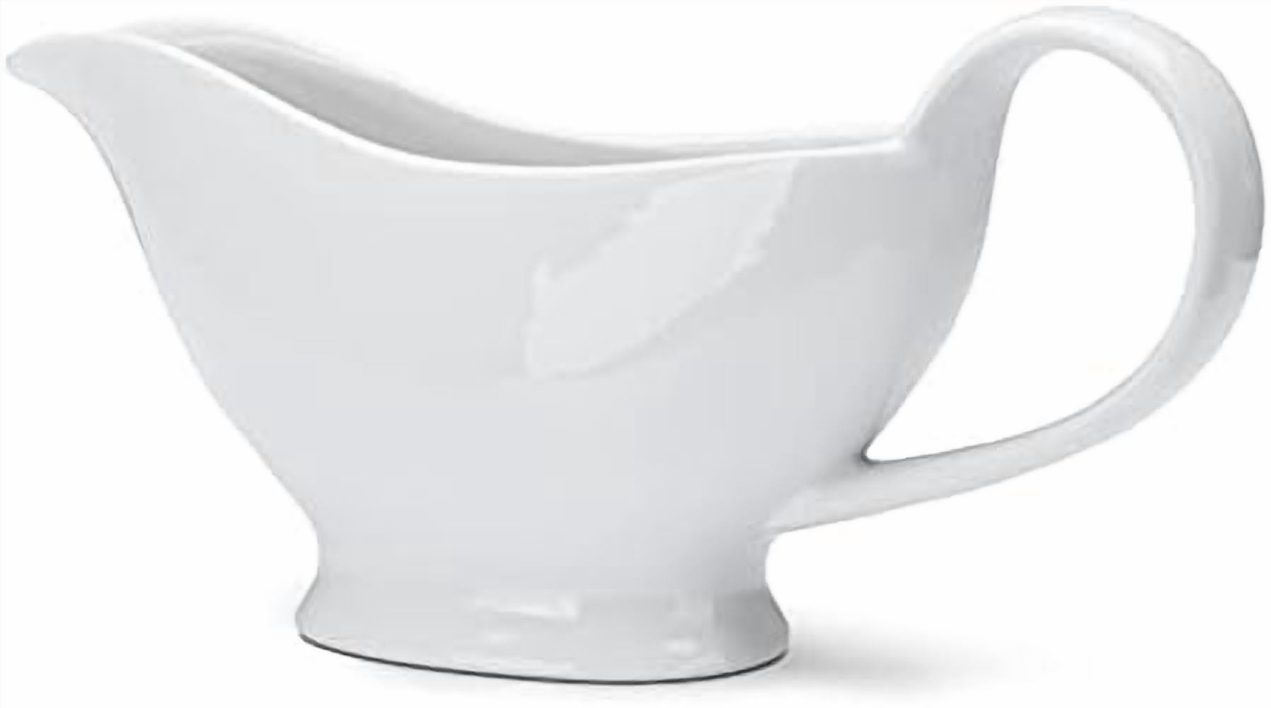 White Gravy Boat, 8.5 oz Ceramic Gravy Jug, Small Sauce Jug with Smooth ...