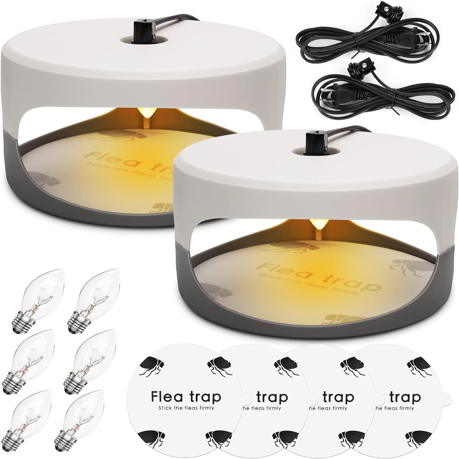 White+Gray Flea Traps for Inside Your Home, Indoor Flea Light, Bed Bug ...