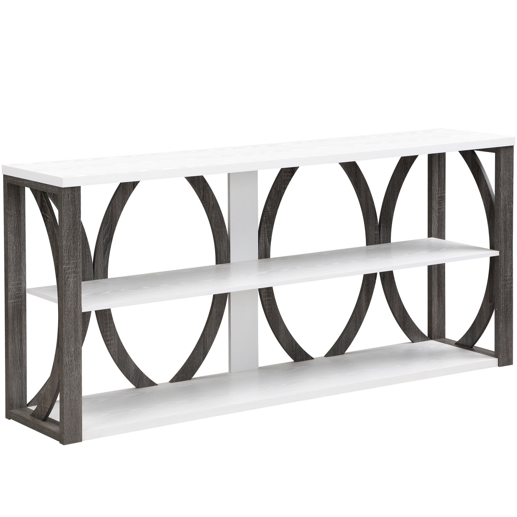 White+Gray Freestanding Console Table - 3-Tier Shelving for ...