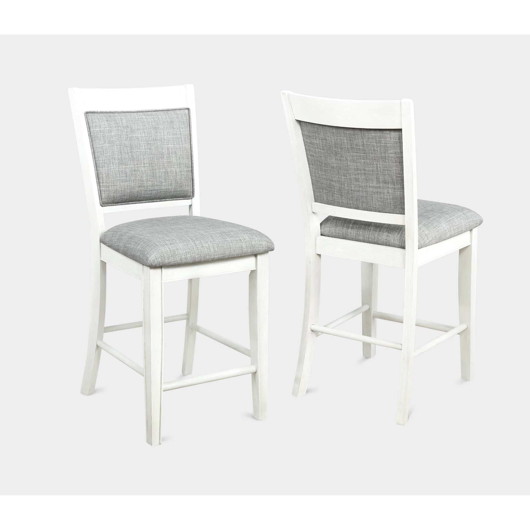 White & Gray Linen Counter Chairs | 2pc Contemporary Design | Strong ...