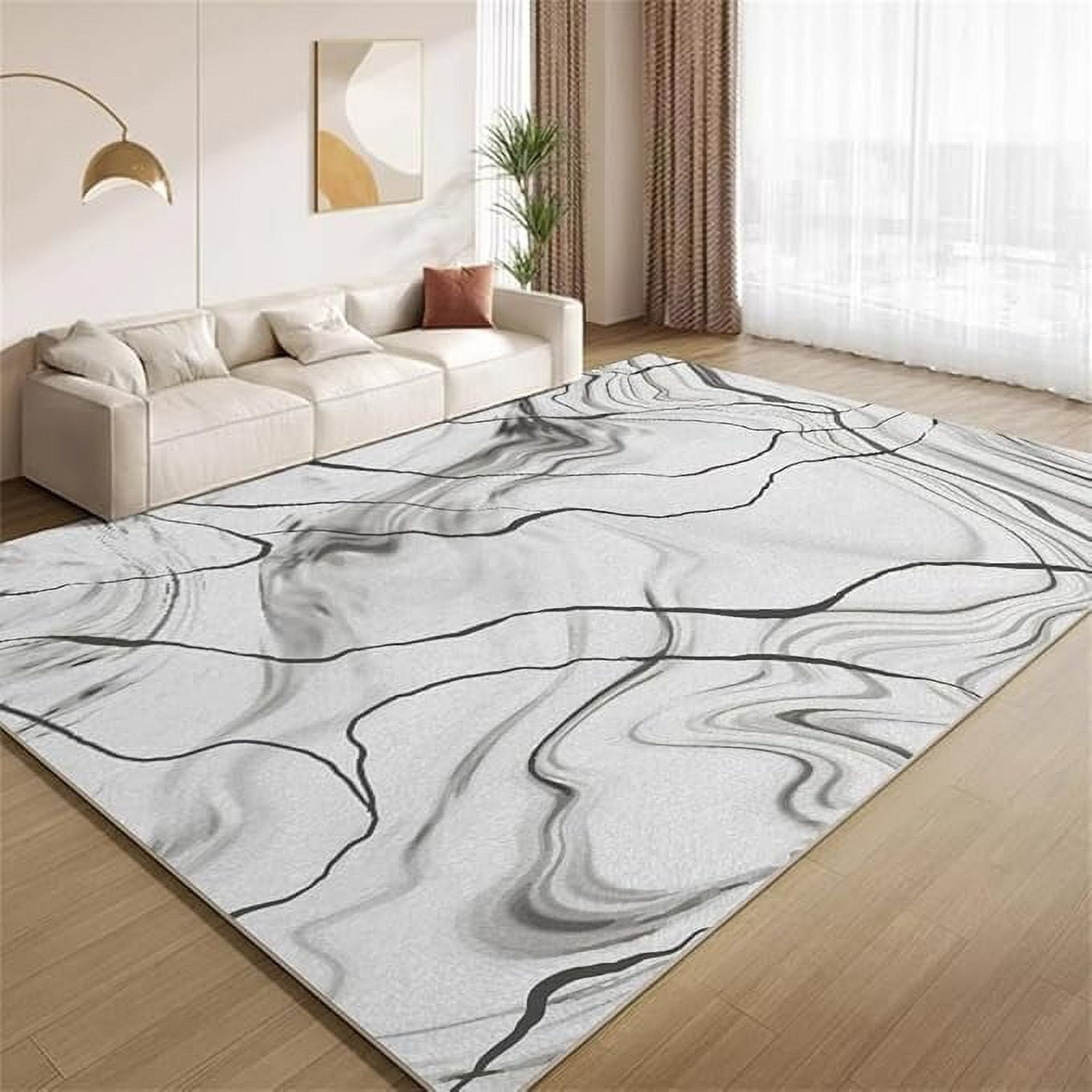 White Gray Marble Area Rug For Entrance Bedroom Kitchen Bathroom ...