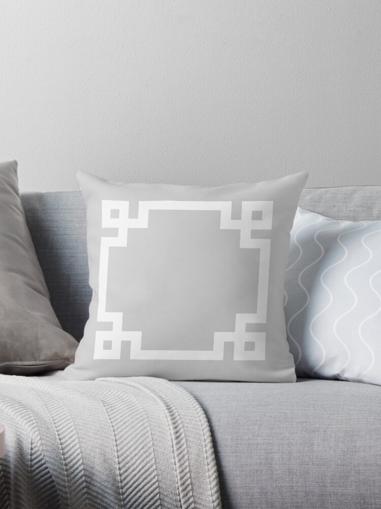 White Greek key square on a gray background. - Walmart.com