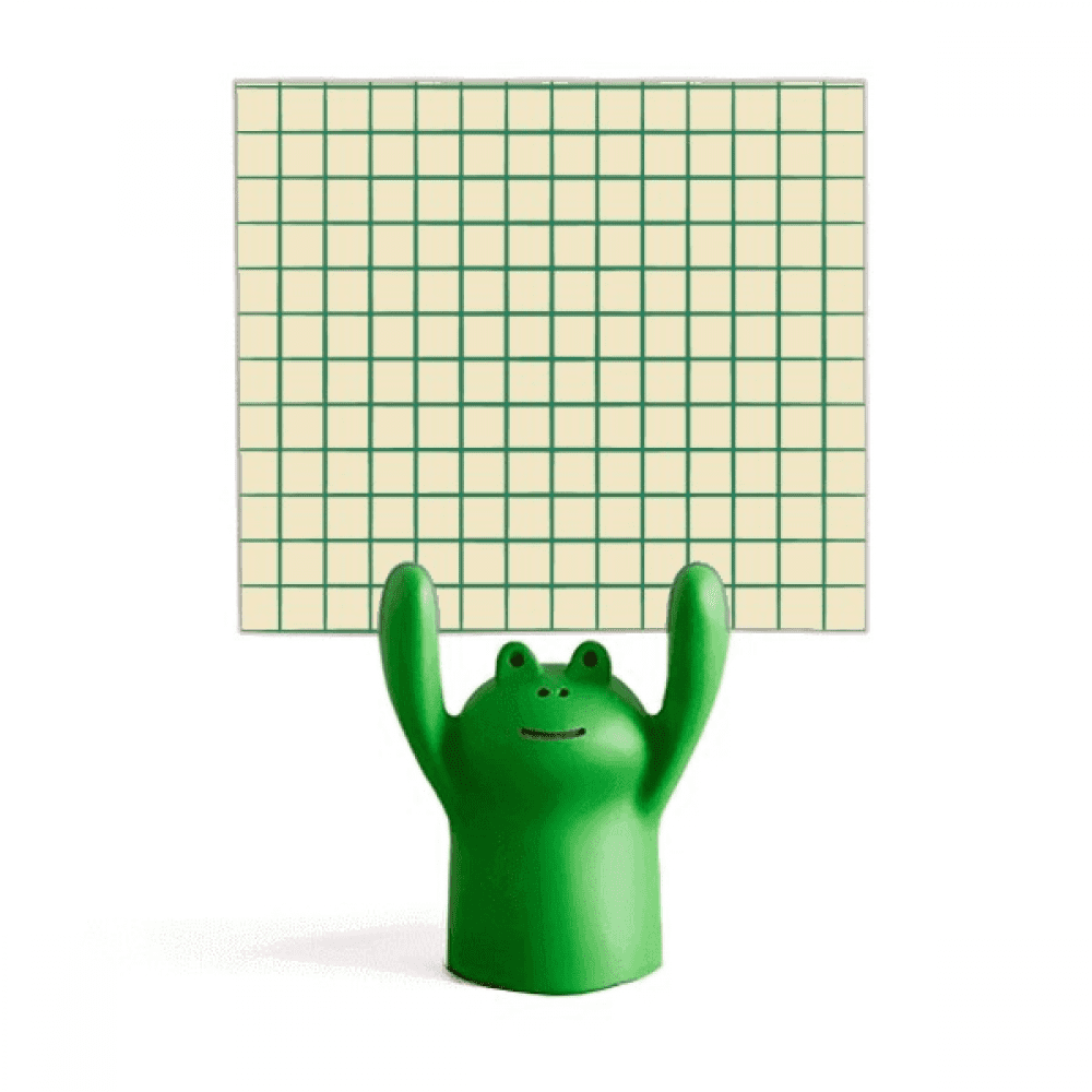 White Green Grid Decorative Pattern Memo Holder Cartoon Animal Frog ...