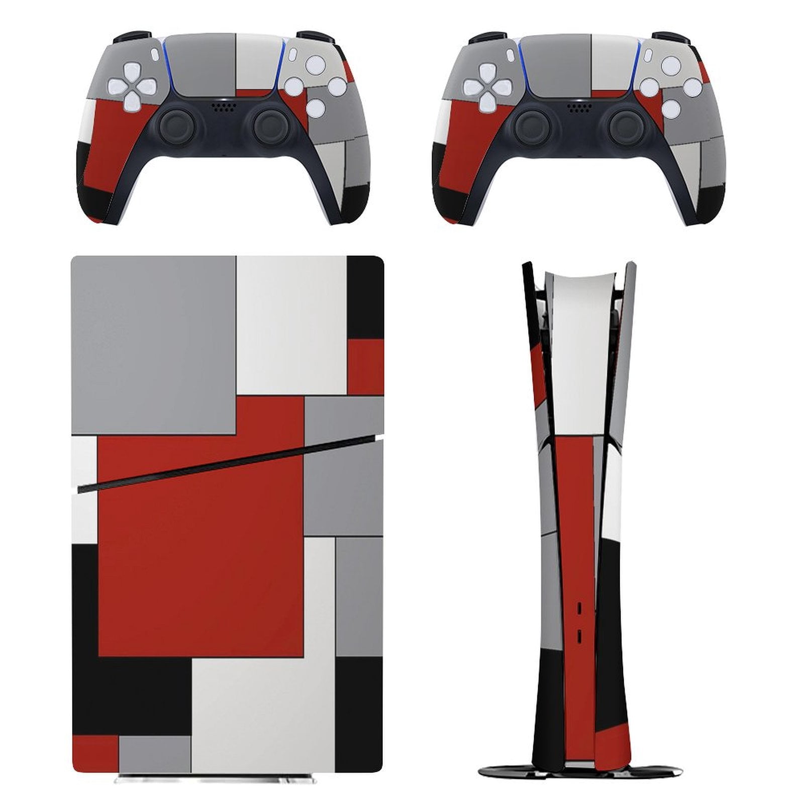 White Grey Black Red Abstract Geometric PS5/PS5 Pro/PS5 Slim Digital ...