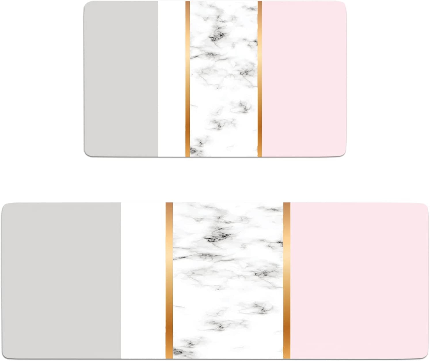Walmart White Grey Marble Pink Kitchen Rugs, Comfort Anti-Skid Mats Set ...