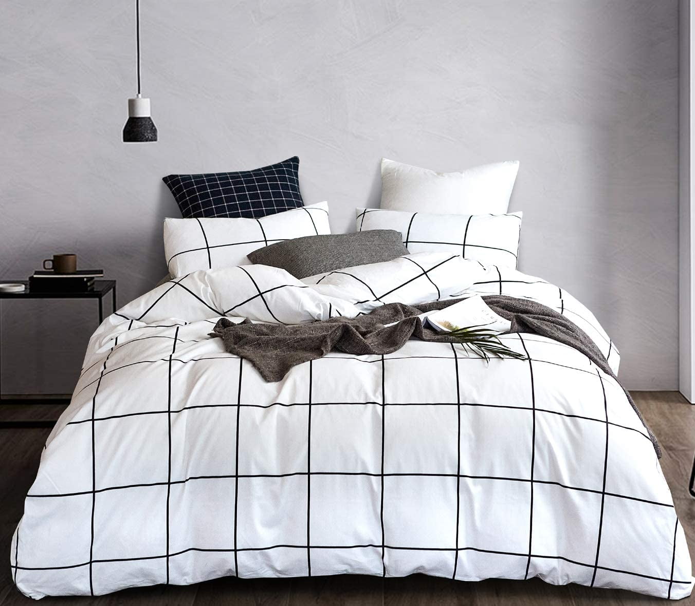 White Grid Comforter Sets White Plaid Bedding Set Full Women White and ...