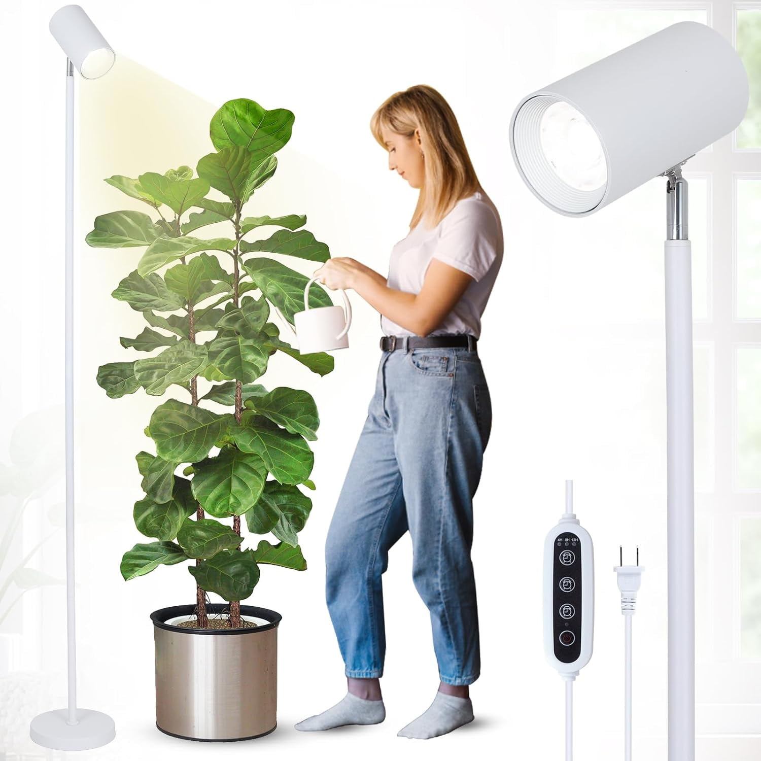 White Grow Lights for Indoor Plants Full Spectrum,Tall Plant Light for ...