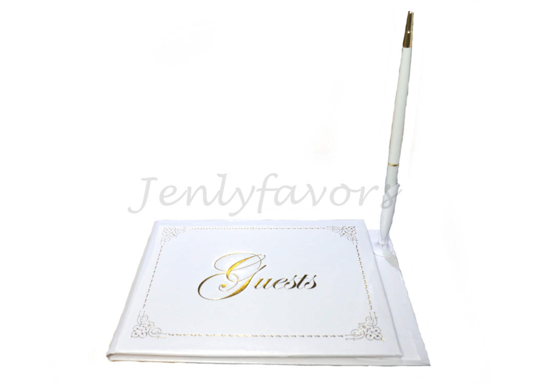 White Guest Book with Gold Letters and sign in Pen (1 piece) - Walmart.com