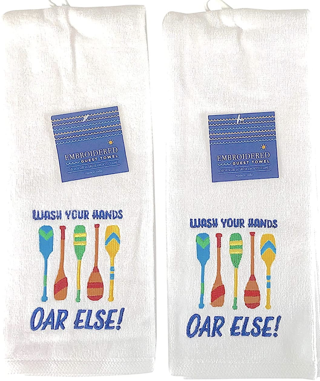 White Guest Hand Towels: Luxury Soft Absorbent Colorful Embroidered 2 ...
