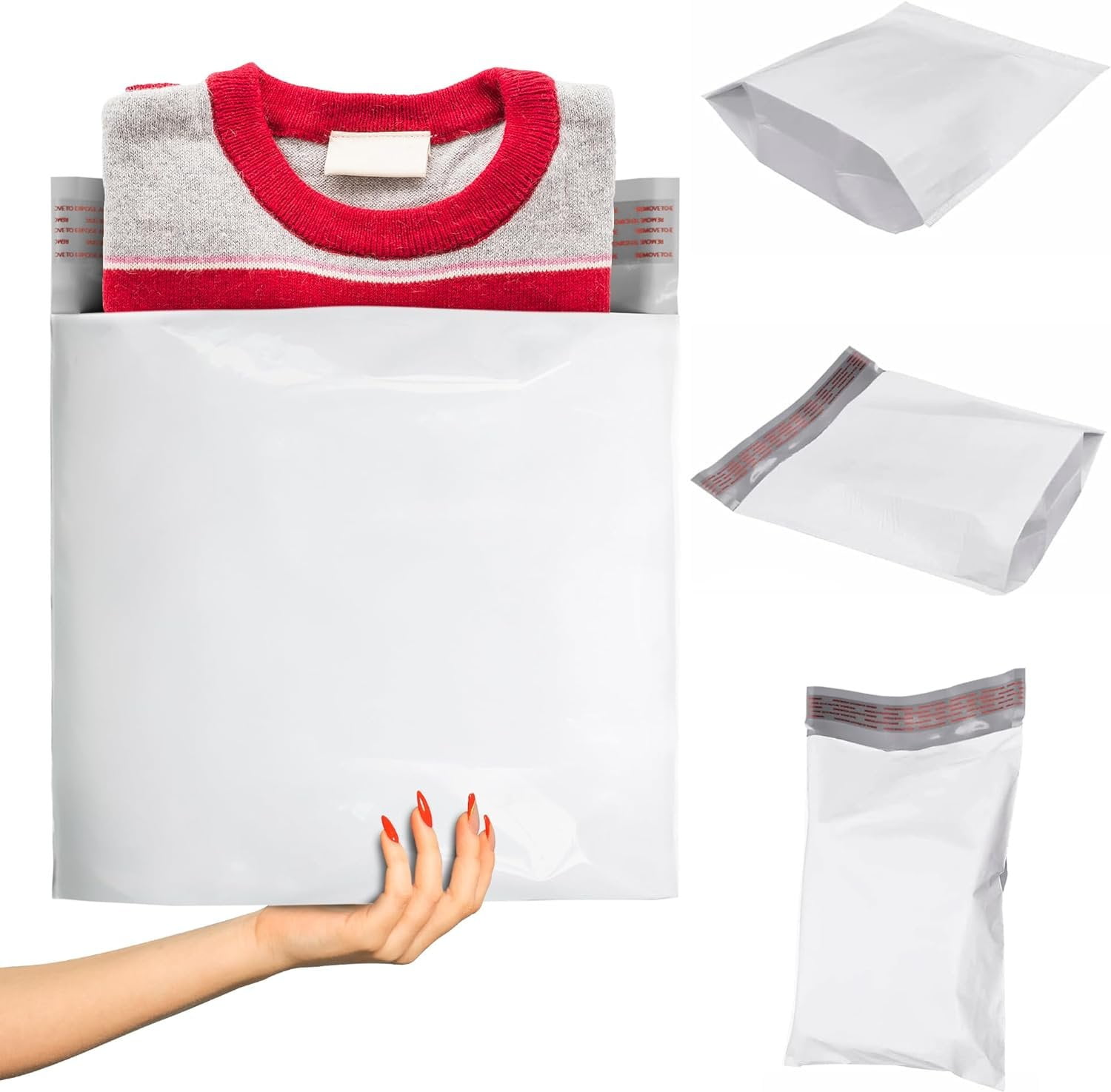 White Gusseted Poly Mailers, 13 x 13 x 4 Inch. Pack of 50 Expansion ...