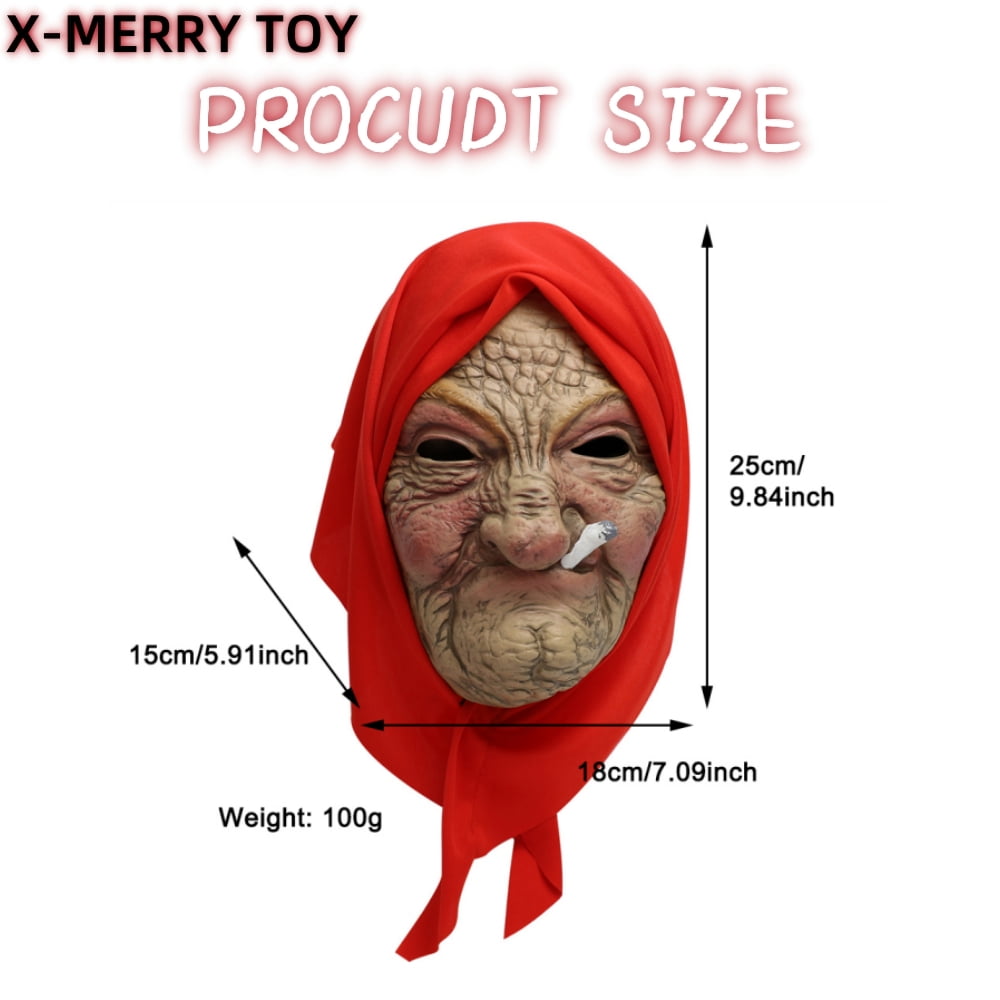 White Hair Old Man Full Face Mask Cosplay Funny Elder Man Head Latex ...