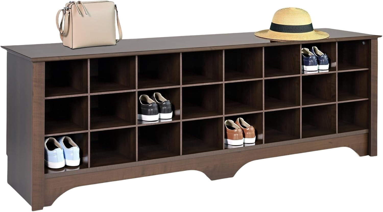 Hall Bench with Storage and Seating -Shoe Cubby Bench Shoe Rack for ...