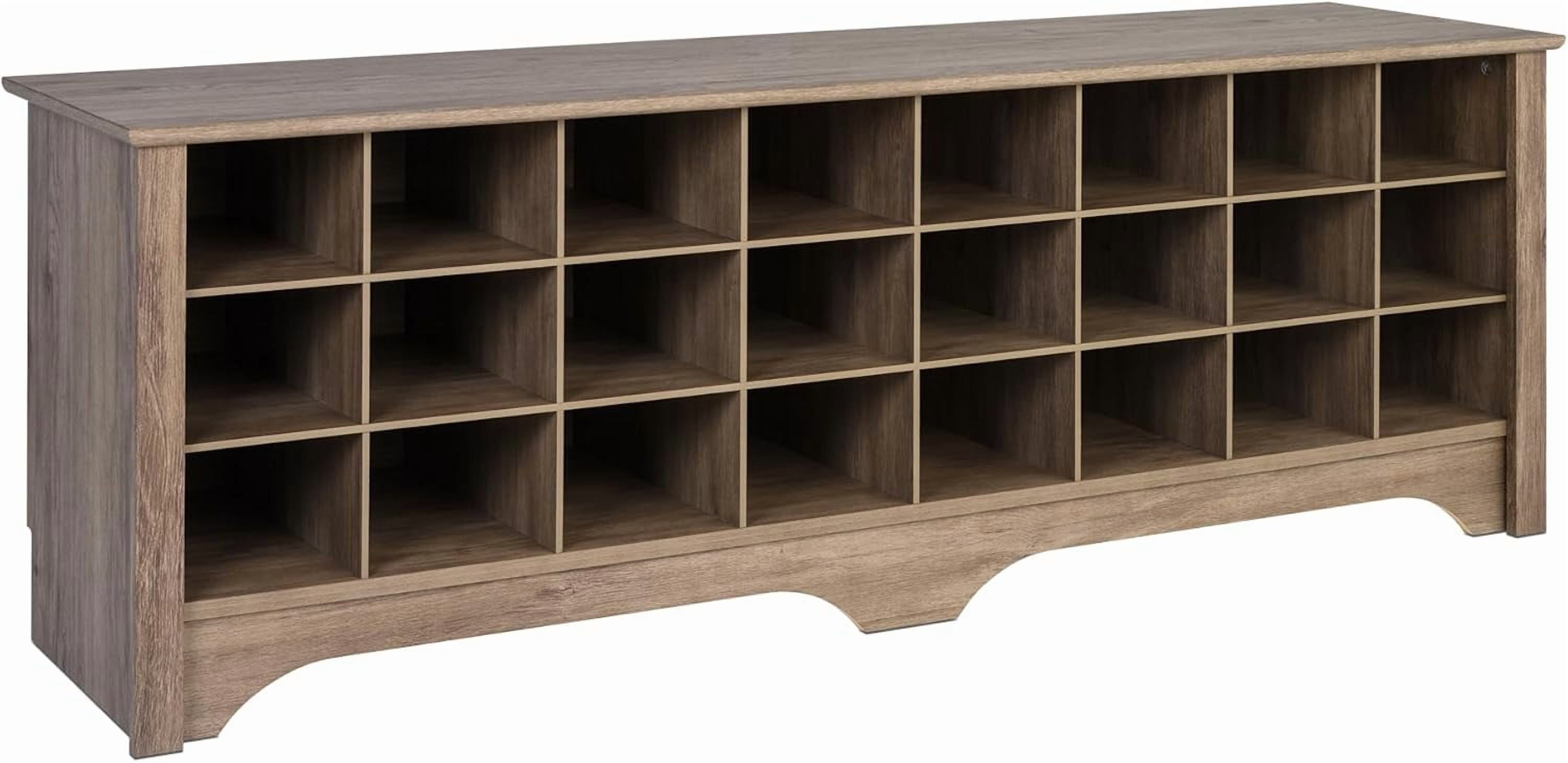 White Hall Bench with Storage and Seating 24-Shoe Cubby Bench White ...