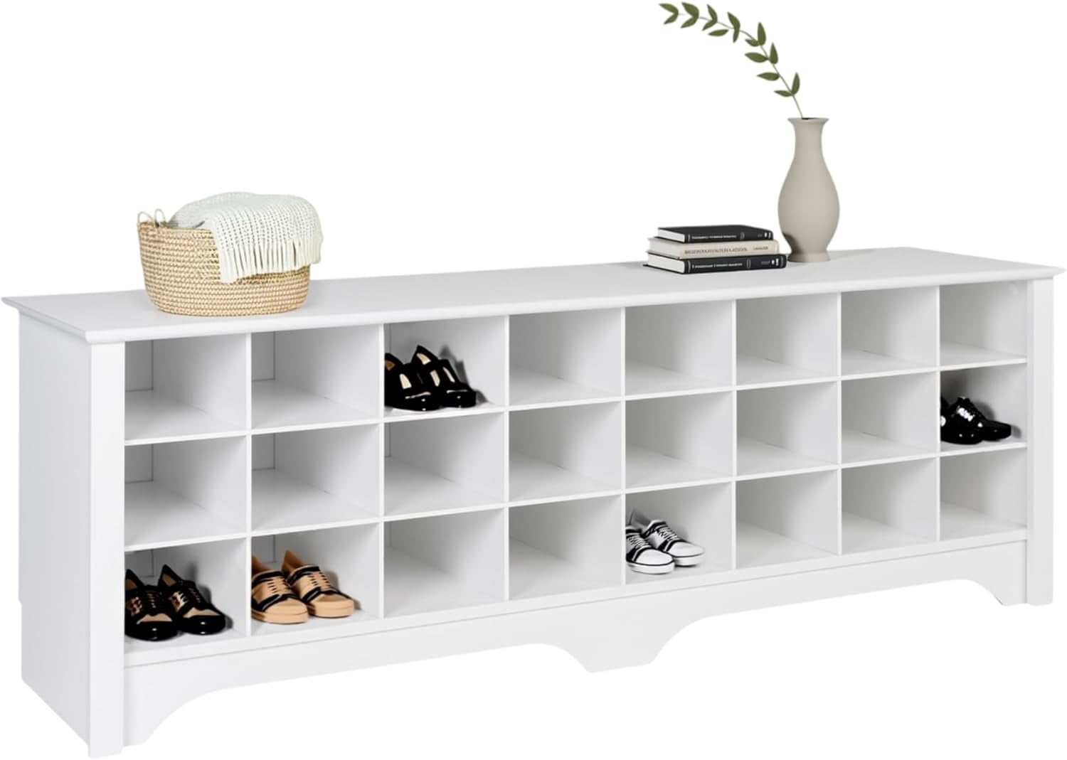 Hall Bench with Storage and Seating -Shoe Cubby Bench Shoe Rack for ...