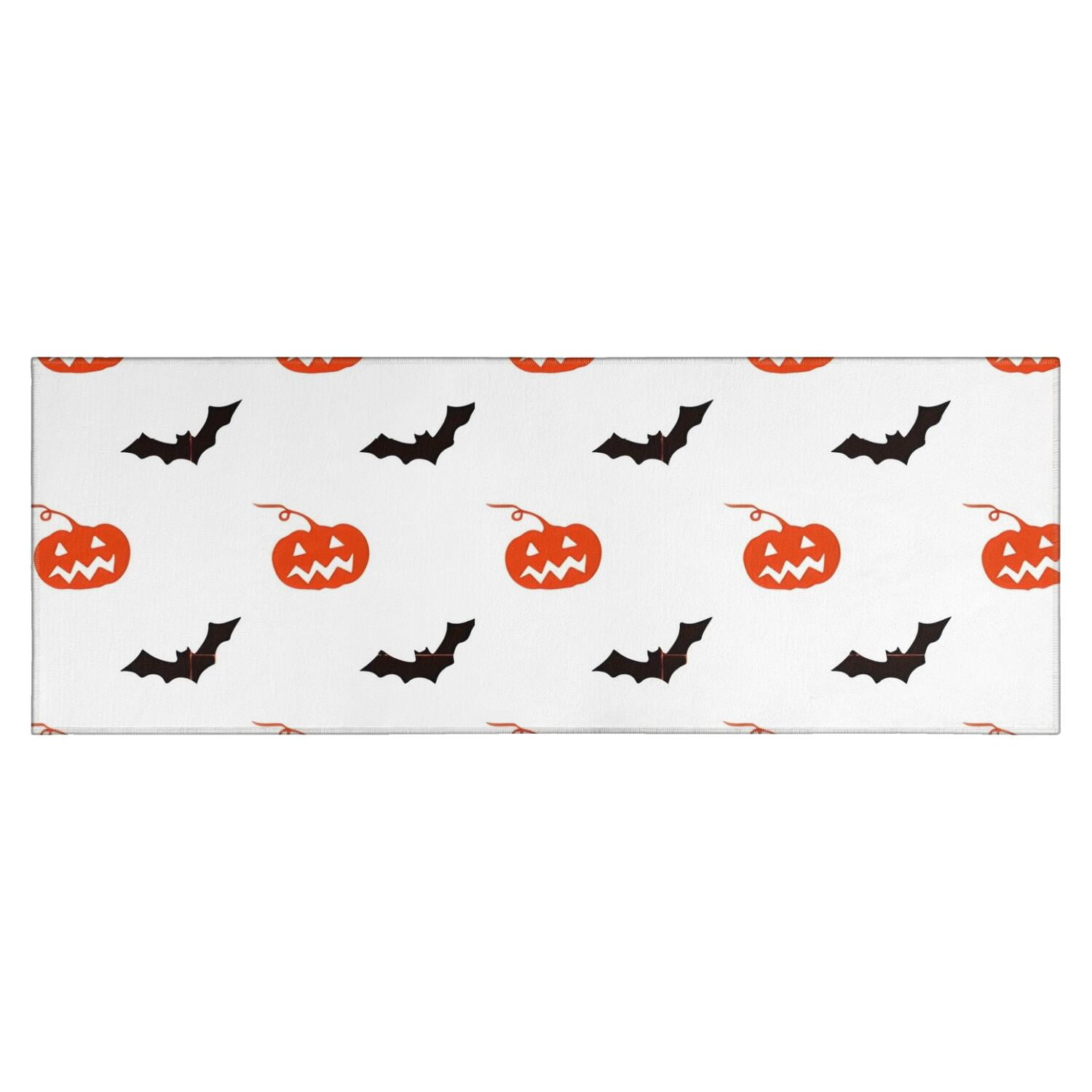 White Halloween Pumpkins and Bats Kitchen Rug Mat,Kitchen Runner Rugs ...