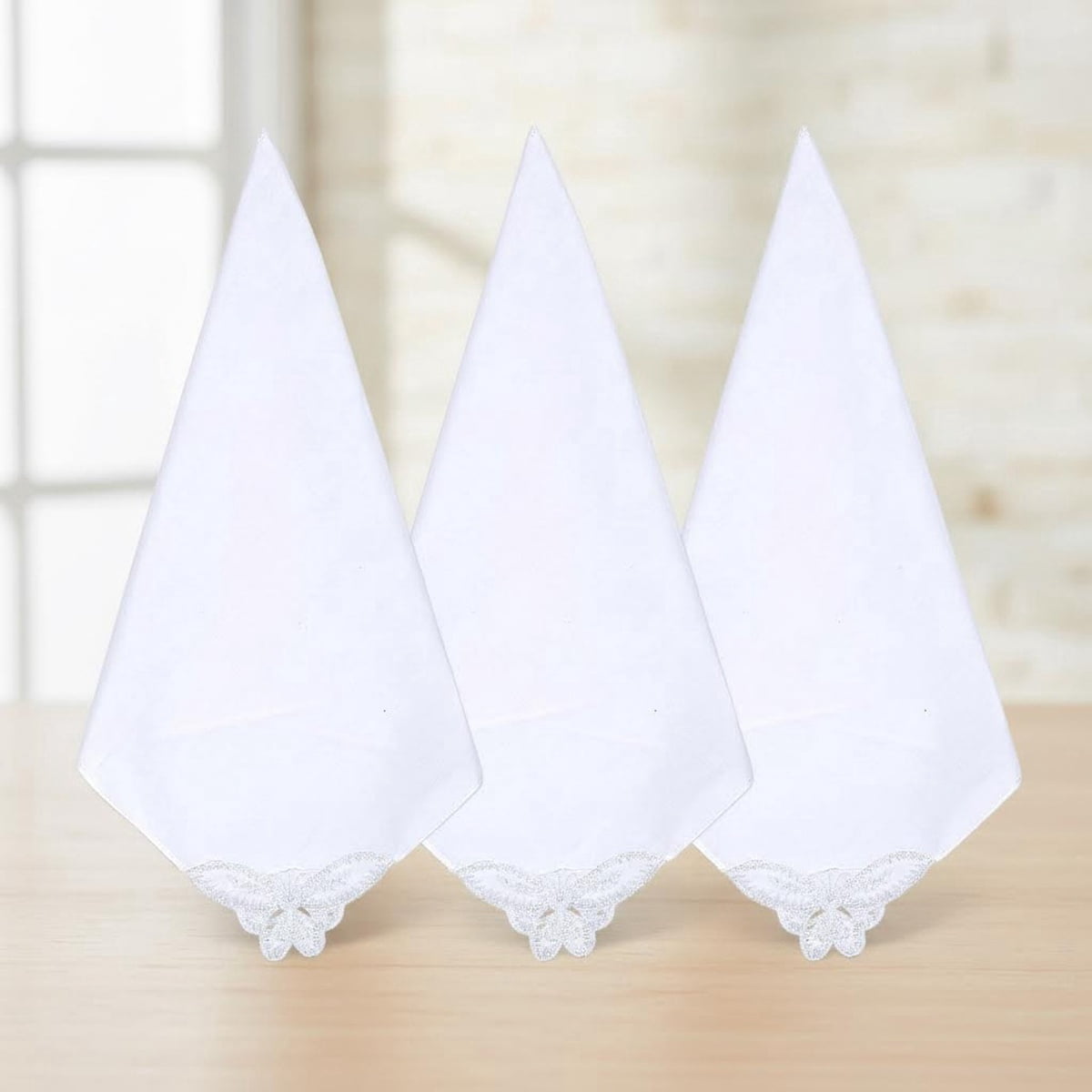 White Handkerchiefs, Lace Handkerchief, Soft Cotton Elegant Butterfly ...