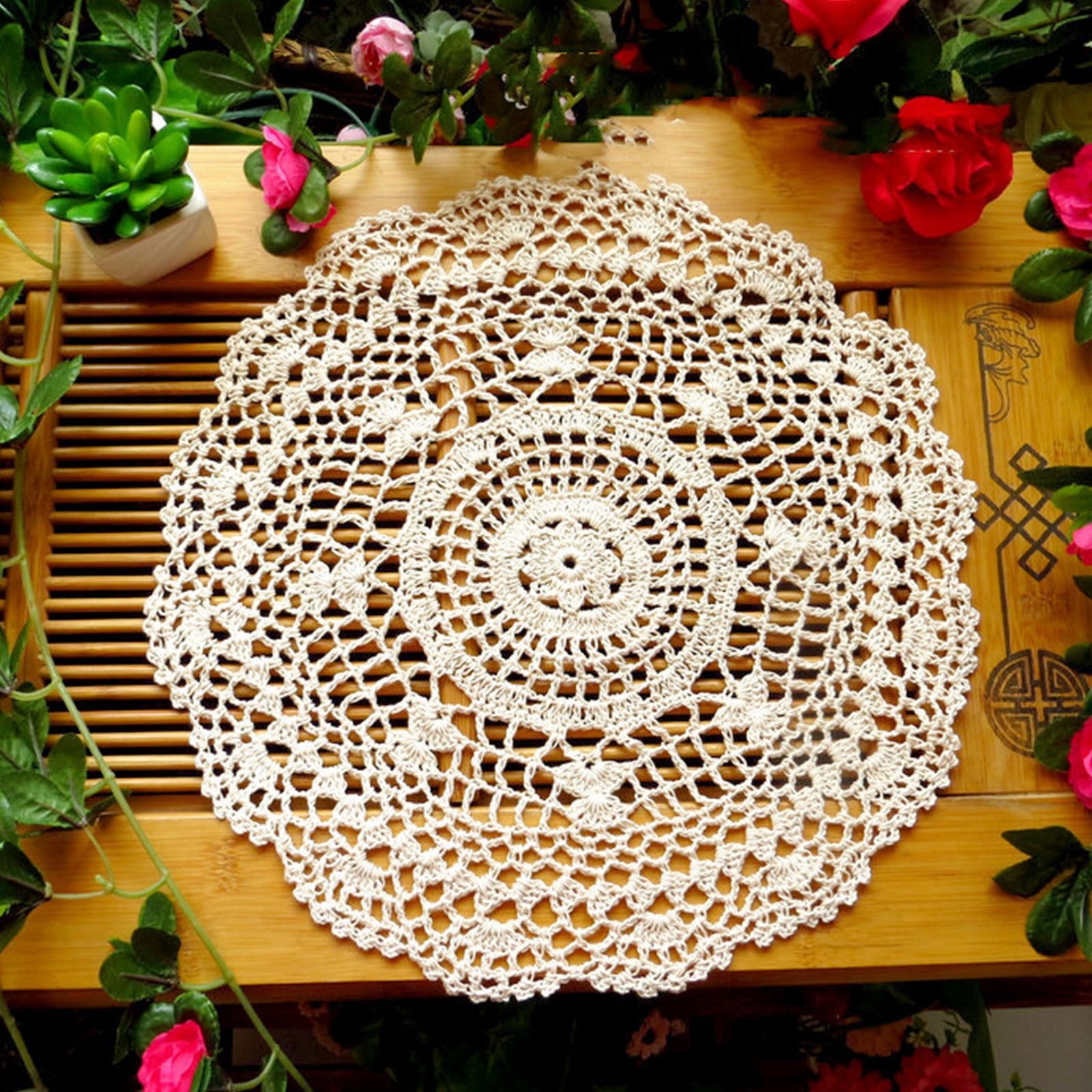 White Handmade Crochet Doilies Cotton Table Mats Lace Doilies Doily ...