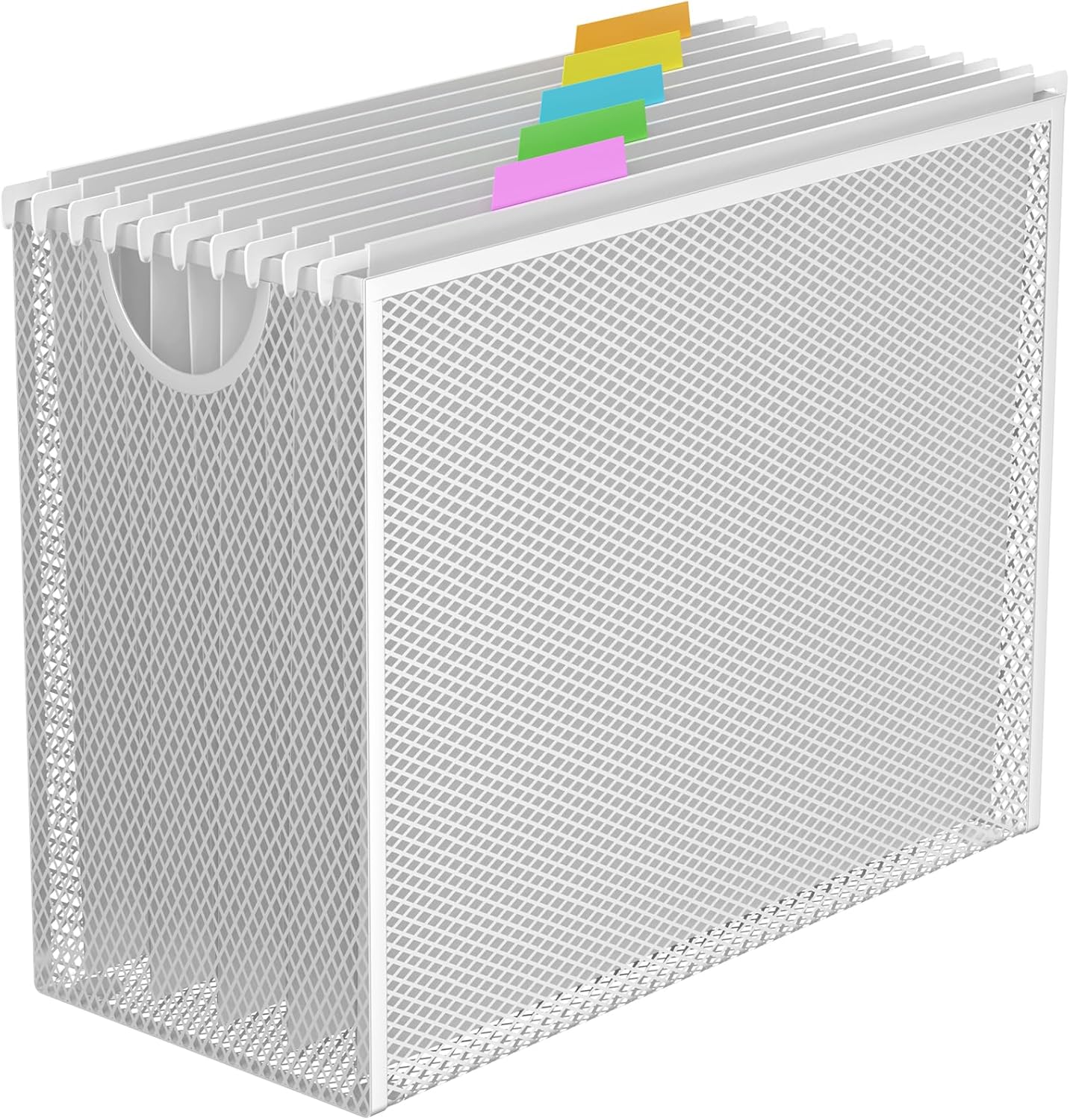 White Hanging File Organizer Box, Hanging File Folder Frame with 5 ...