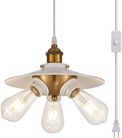 White Hanging Lamps Swag Lights Plug in Pendant Light 16.4 FT Cord ...
