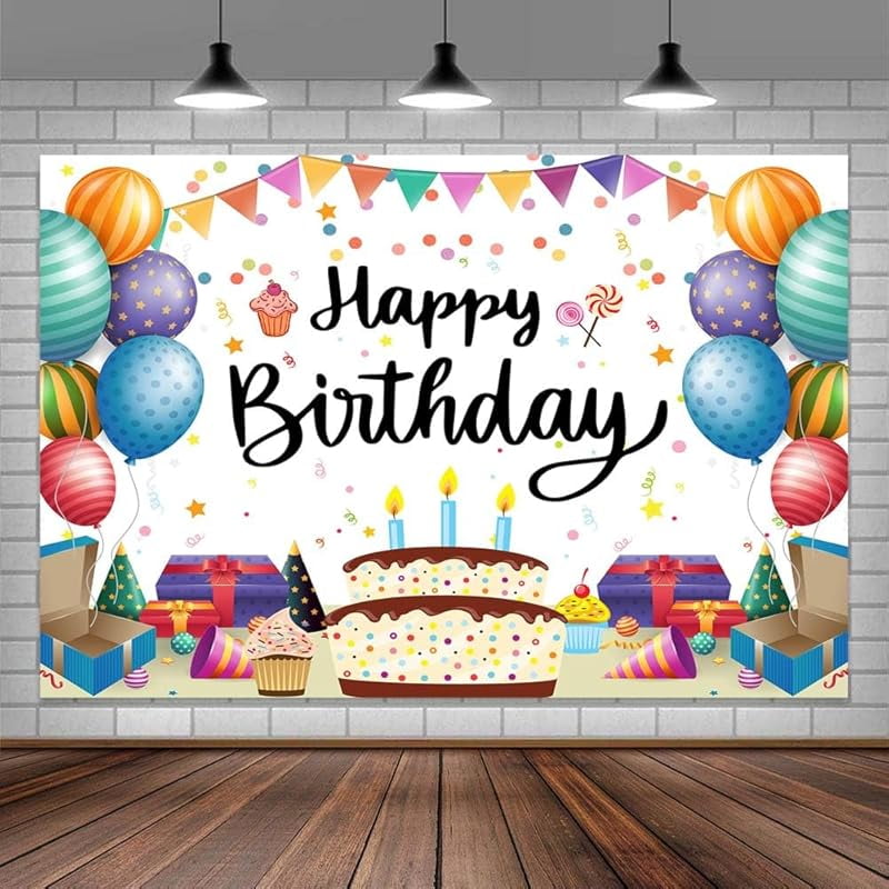 White Happy Birthday Groovy Photo Backdrop Banner Sign Photography ...