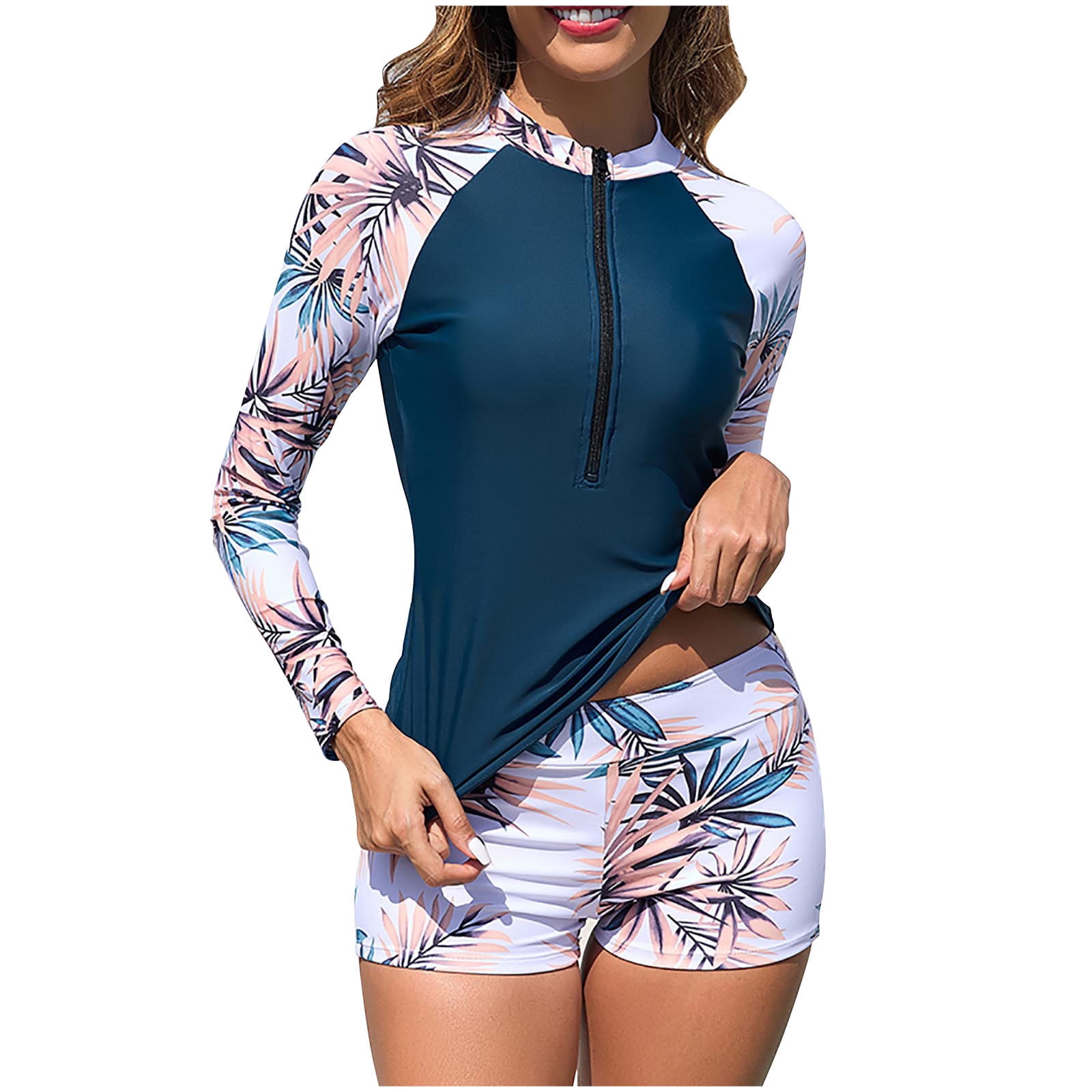 White Hawaiian Triangle Two Piece Tropical Straight Leg Workout Gym ...