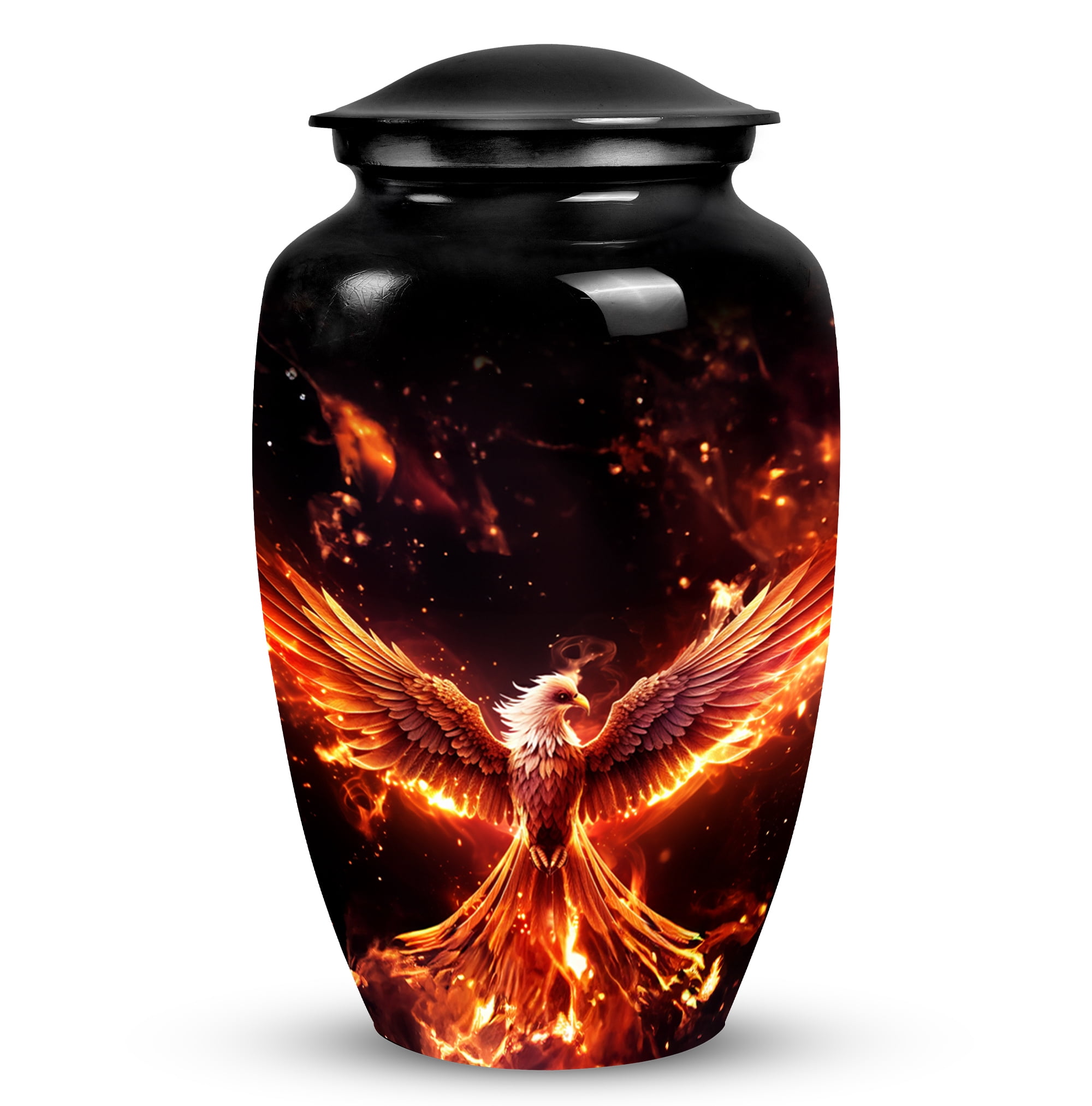 White Head Phoenix In Red Fire Large Urn For Adult Ashes - Funeral ...