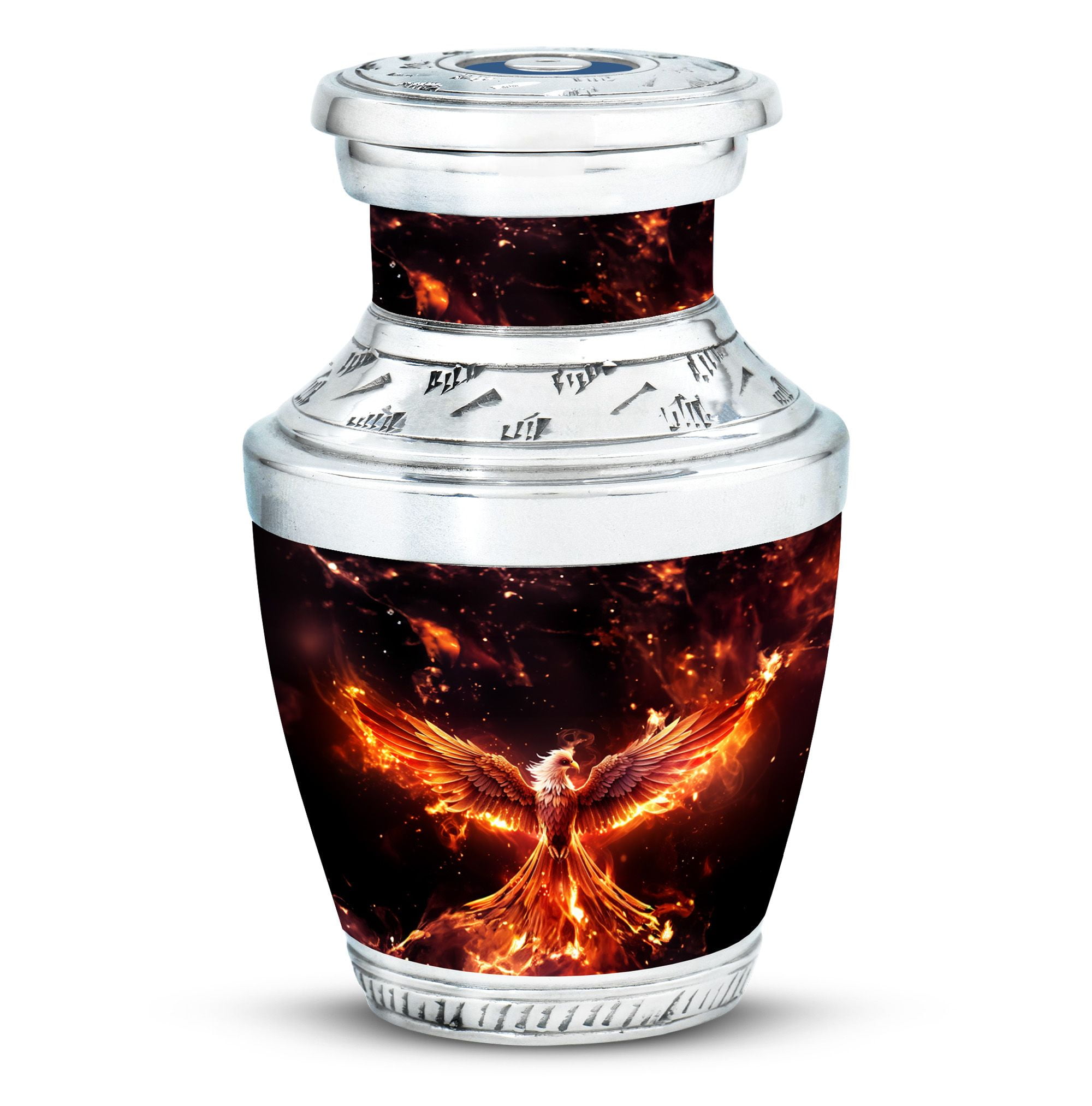 White Head Phoenix In Red Fire Small Urn, Mini Cremation Urns For Human ...