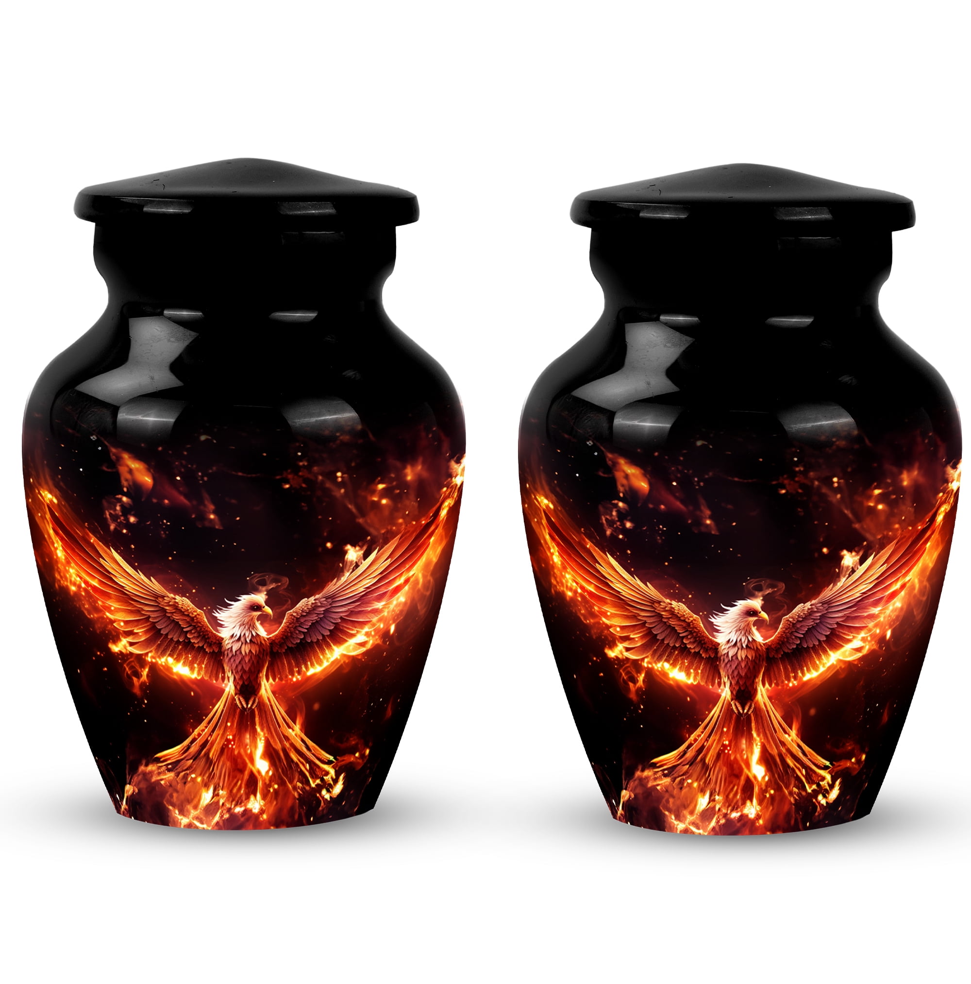 White Head Phoenix In Red Fire Urn For Ashes Mom & Dad - Mini Cremation ...