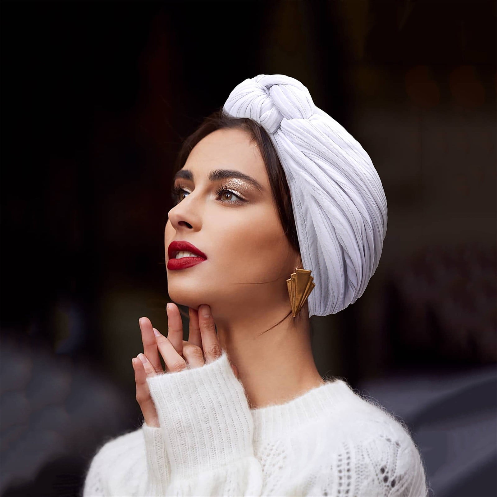 White Headband for Women Muslim Headscarf Cap Cotton Headband African ...