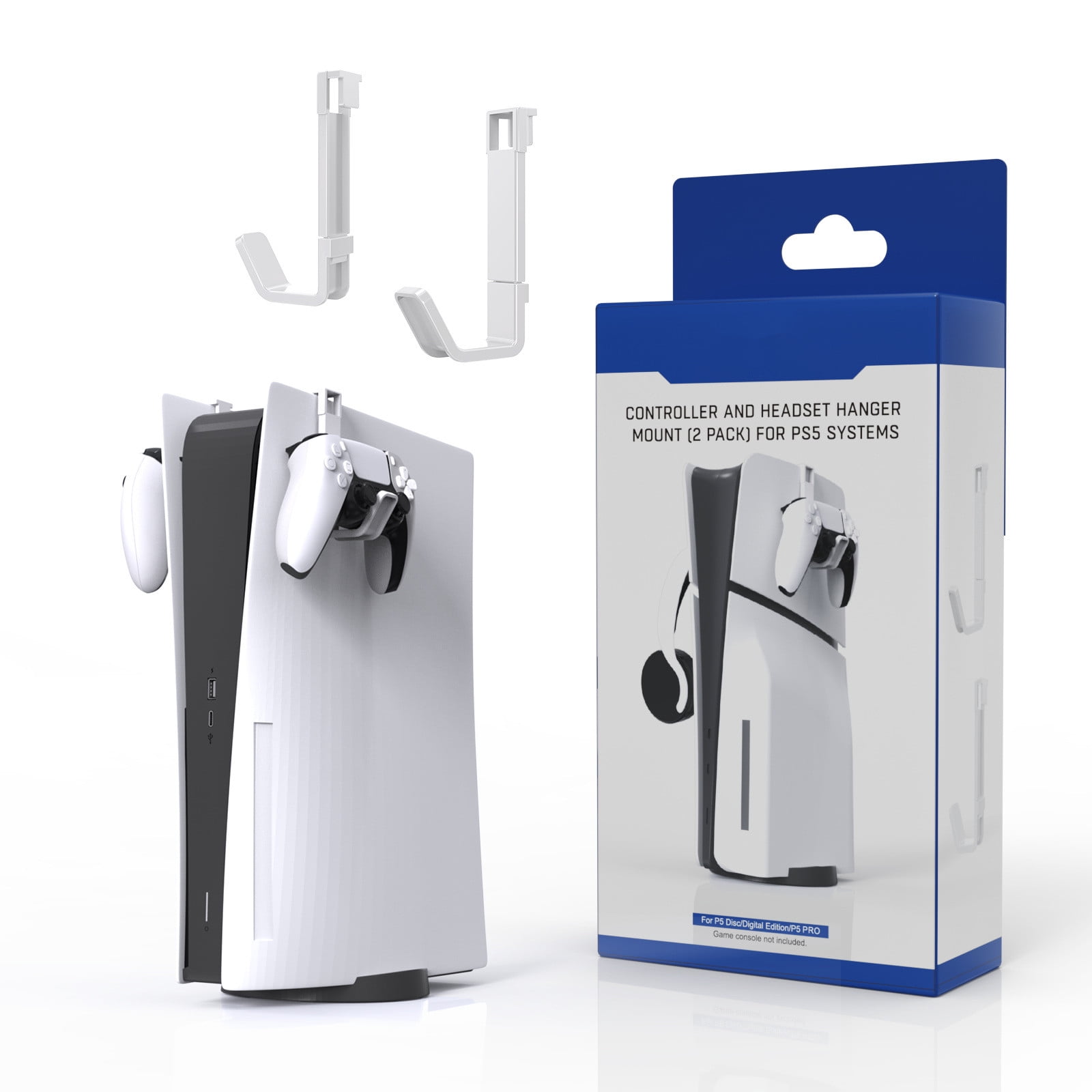 White Headset Hangers for PS5 and PS5 Slim Game Console Space-saving ...