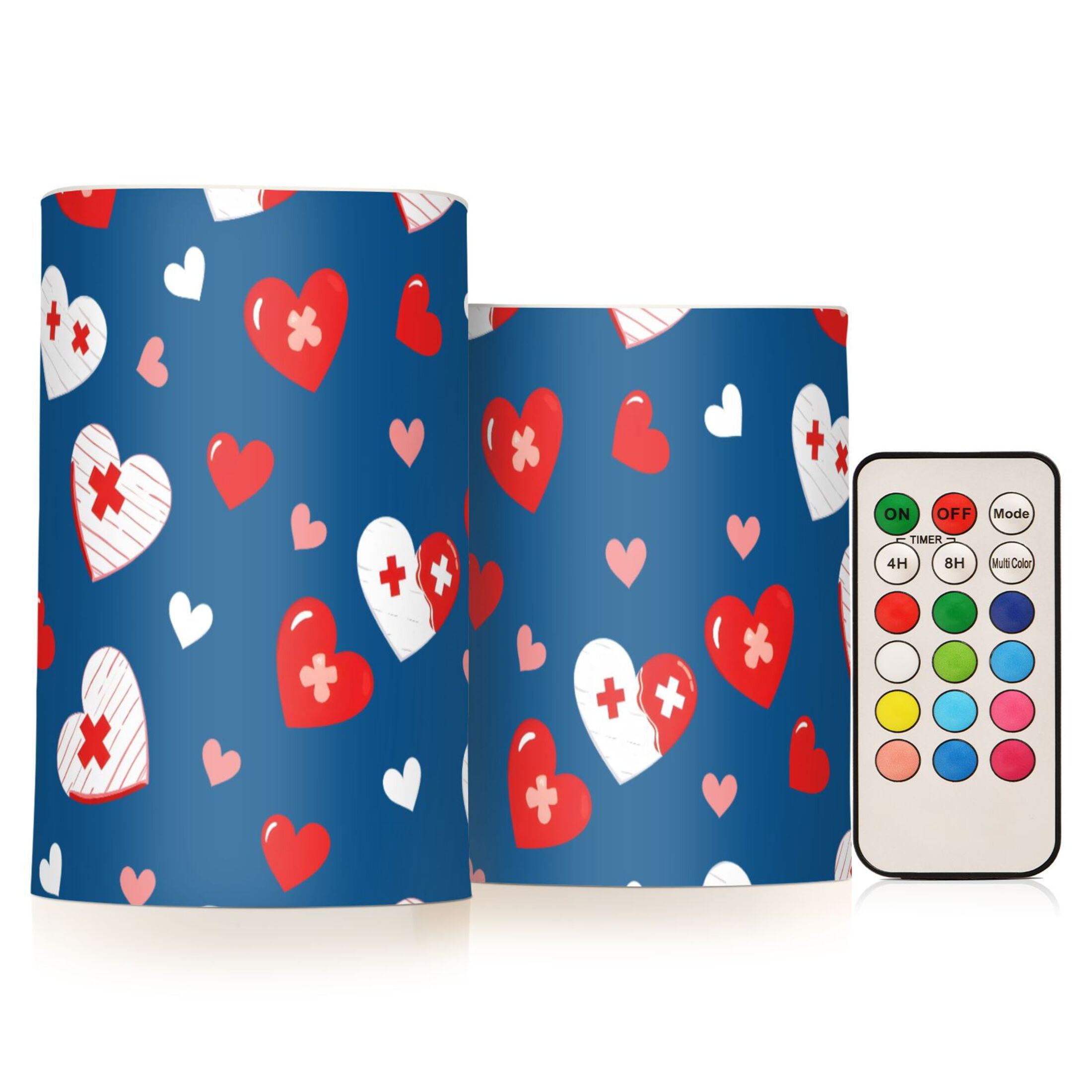 White Heart Pattern Flameless LED Candle Set with Remote, Battery ...
